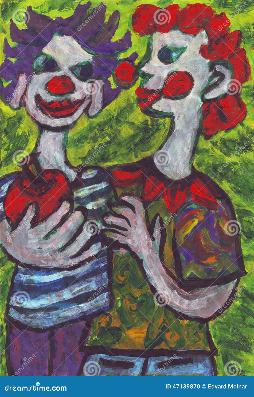 Two Clowns Friends Painting Stock Illustration - Illustration of ...
