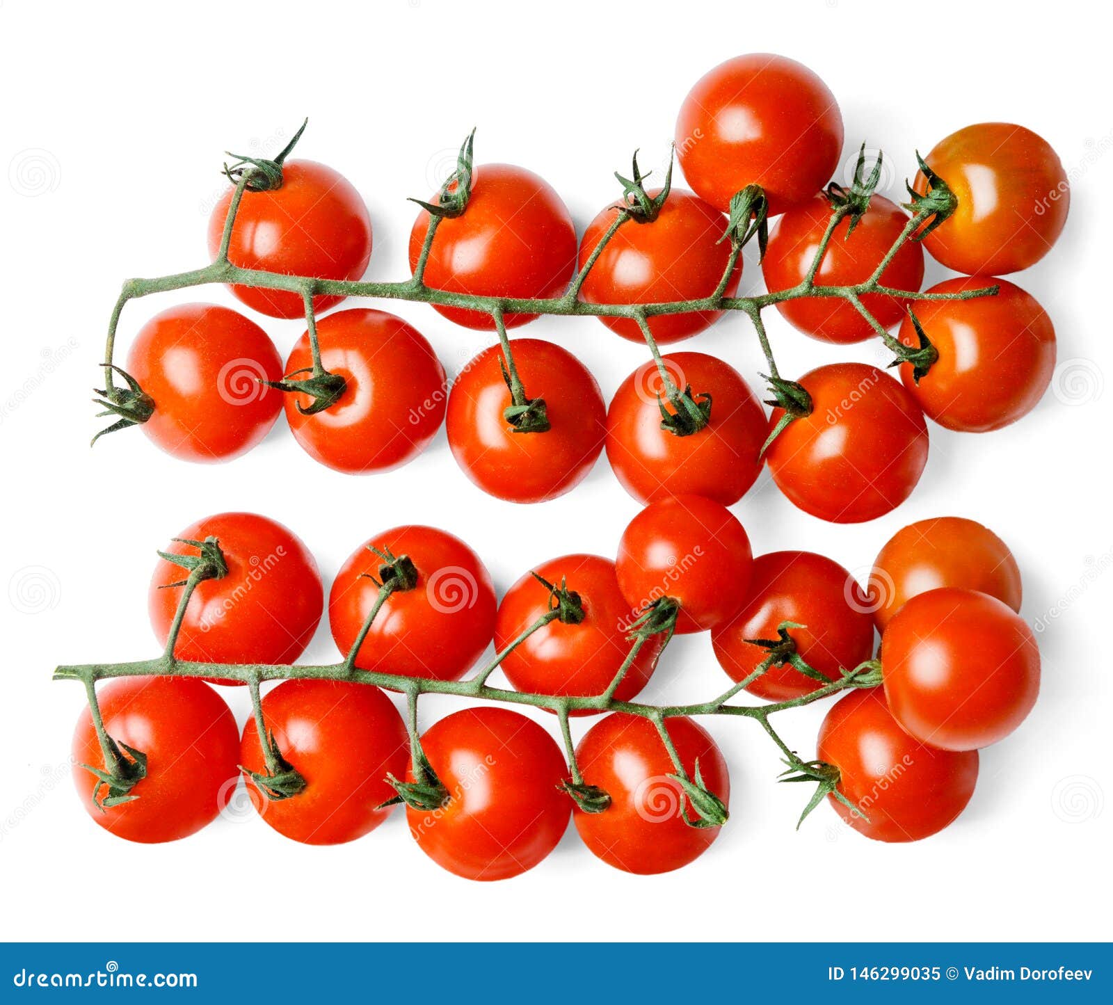 Two Clusters of Fresh Cherry Tomatoes. White Isolated Background. View ...