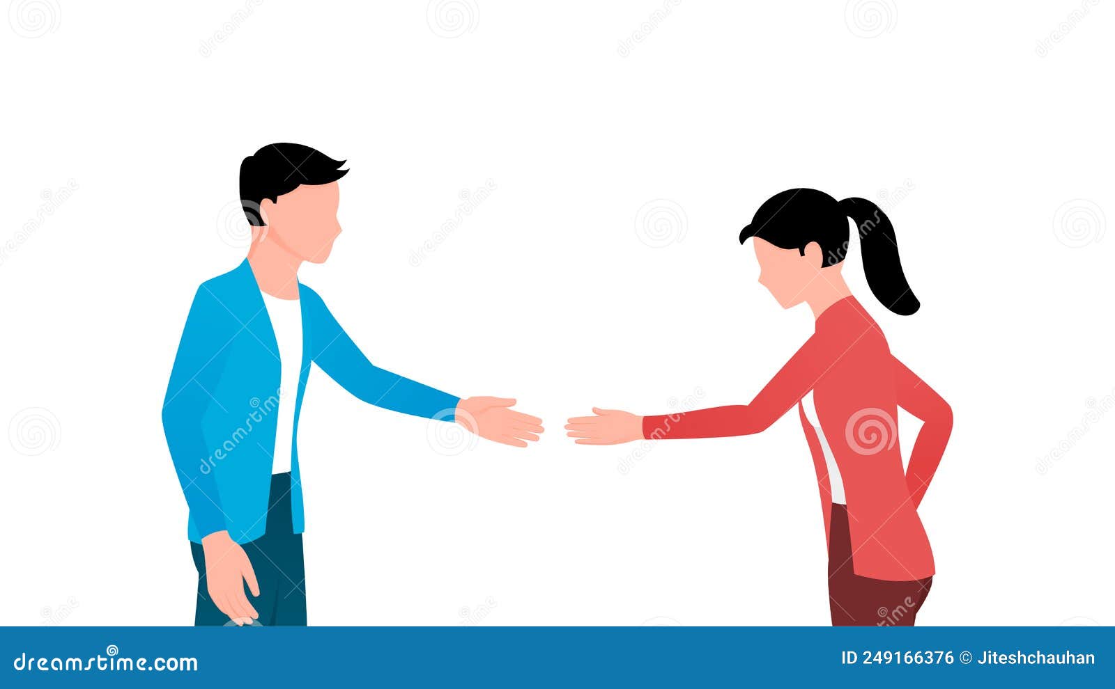 Two Co Worker Handshake Flat Character Business Vector Illustration ...