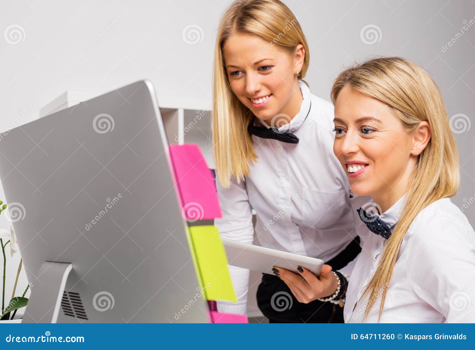 Two Co-workers Working on Computer Stock Photo - Image of cooperation ...