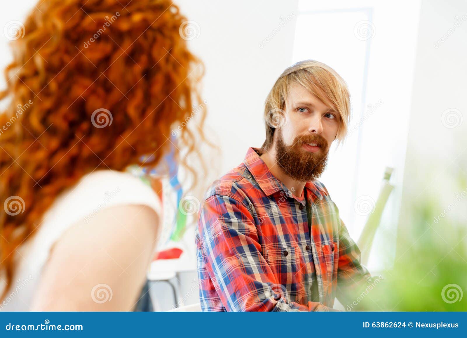 Two Co-workers Working Together Stock Photo - Image of budget, business ...