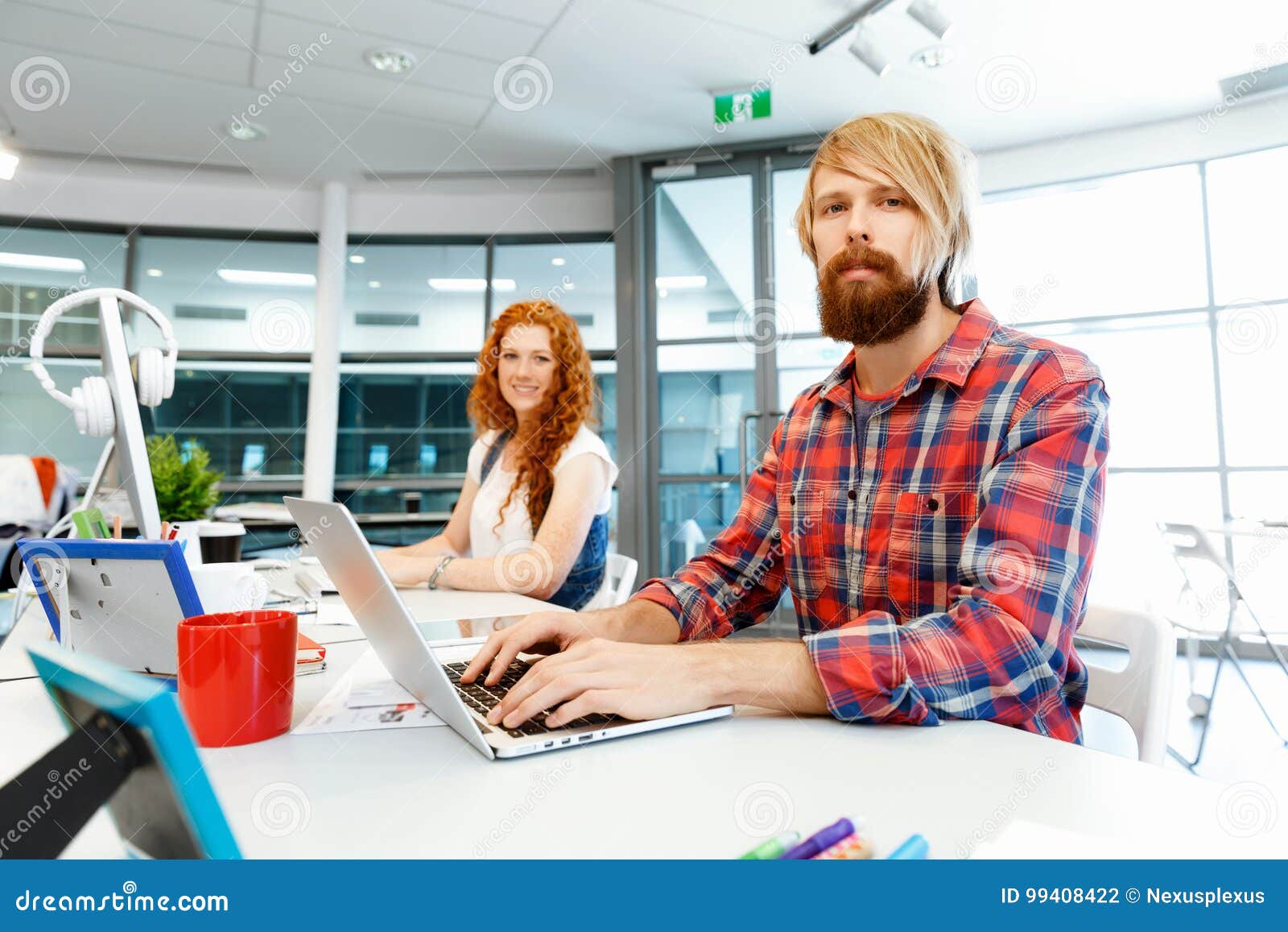 Two Co-workers Working Together Stock Photo - Image of budget, person ...
