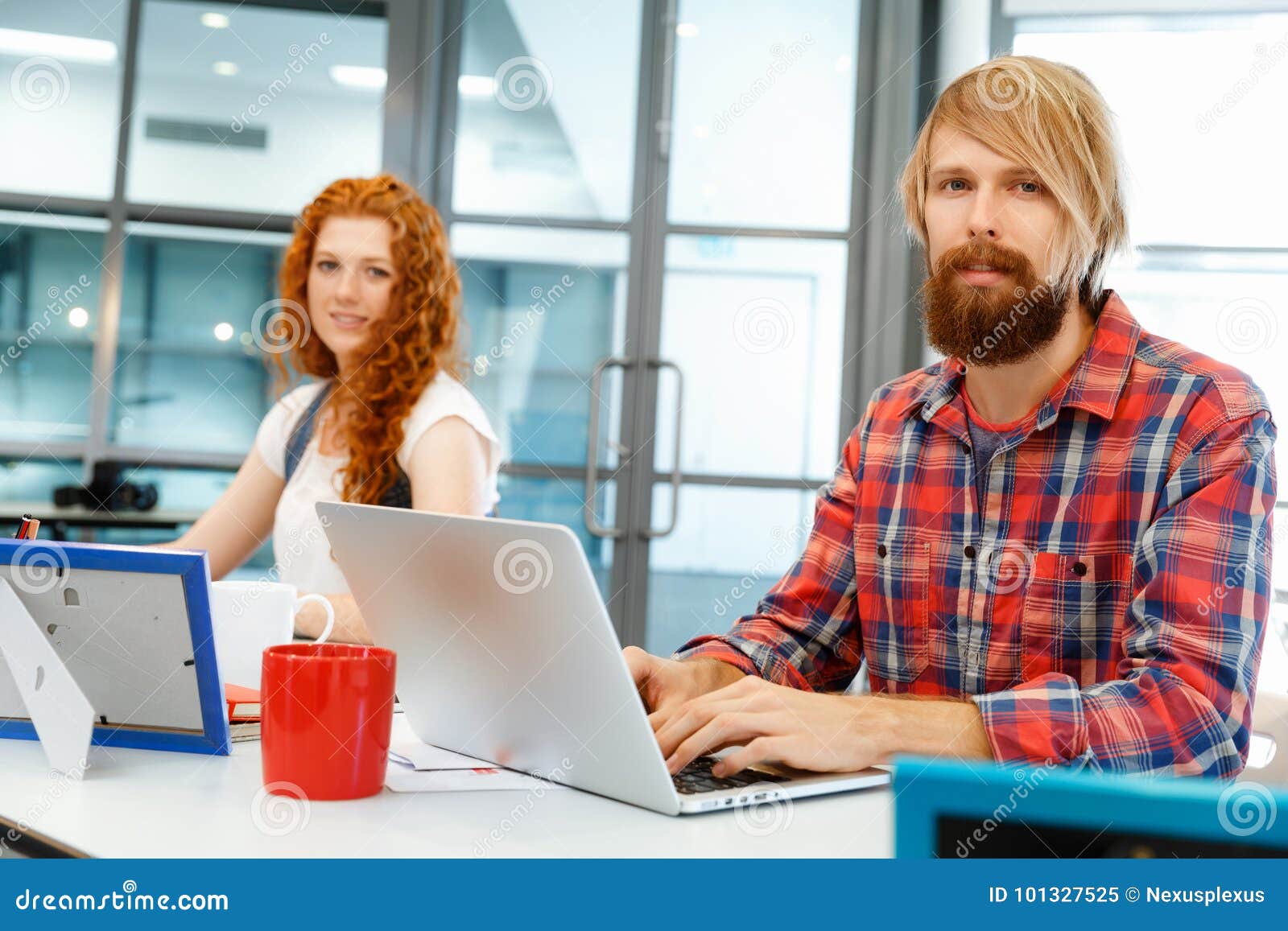 Two Co-workers Working Together Stock Image - Image of professional ...
