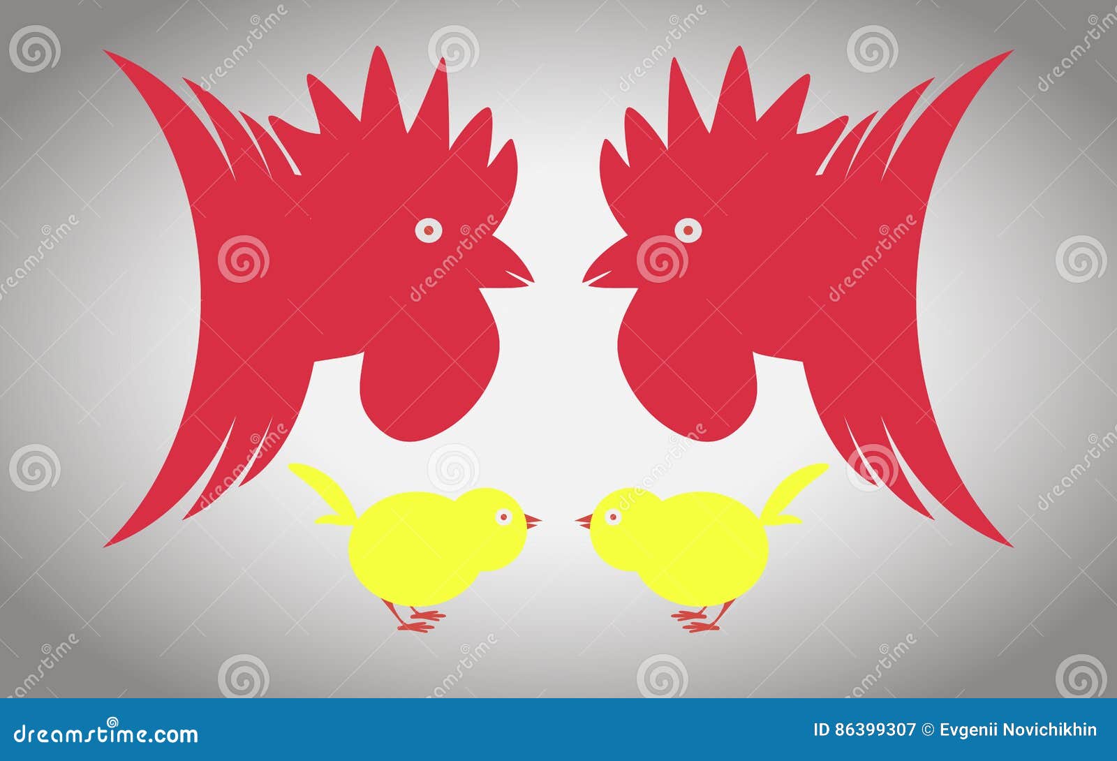 Two and two chickens stock vector. Illustration of fight - 86399307