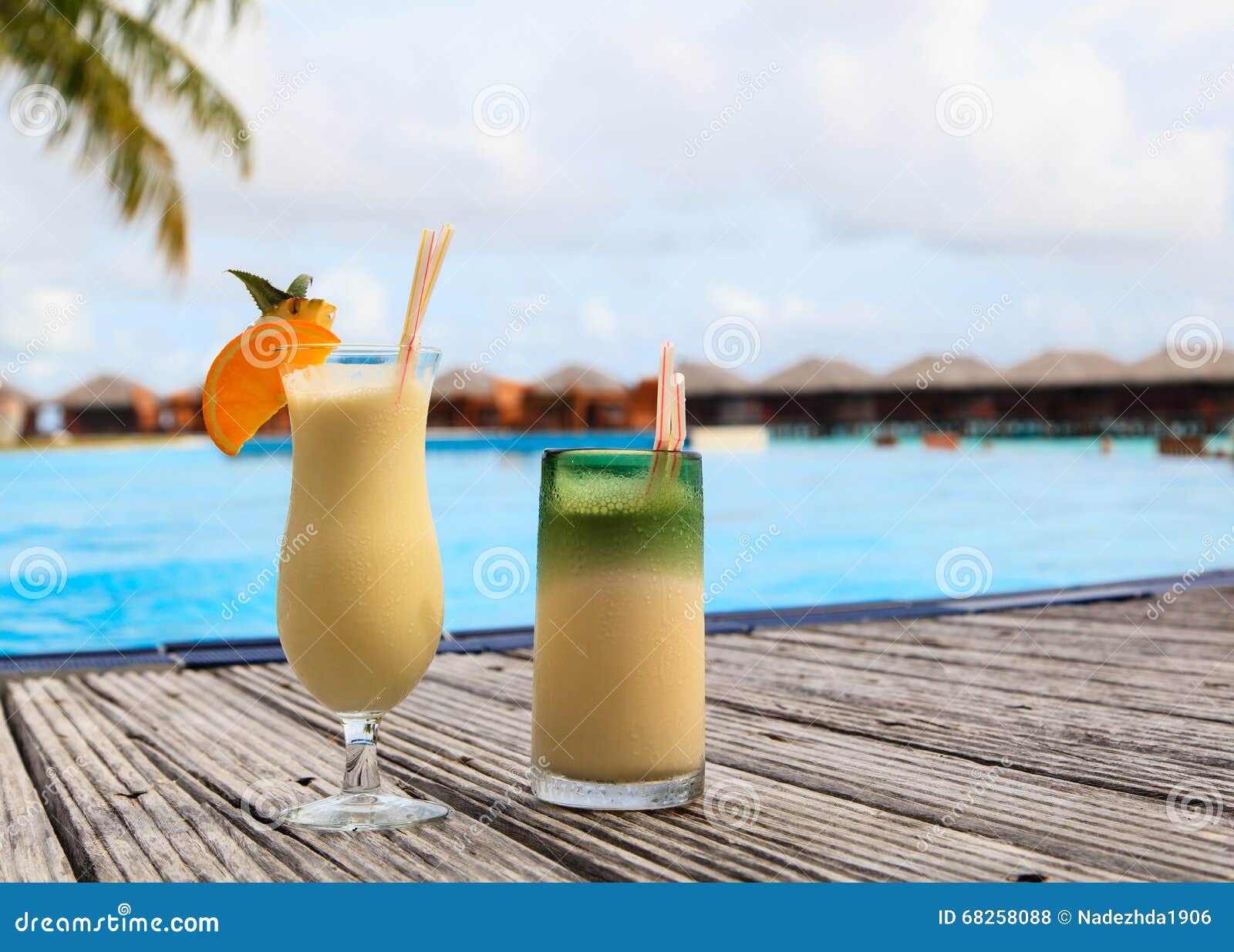 Two Cocktails on Luxury Beach Resort Stock Photo - Image of bungalow ...