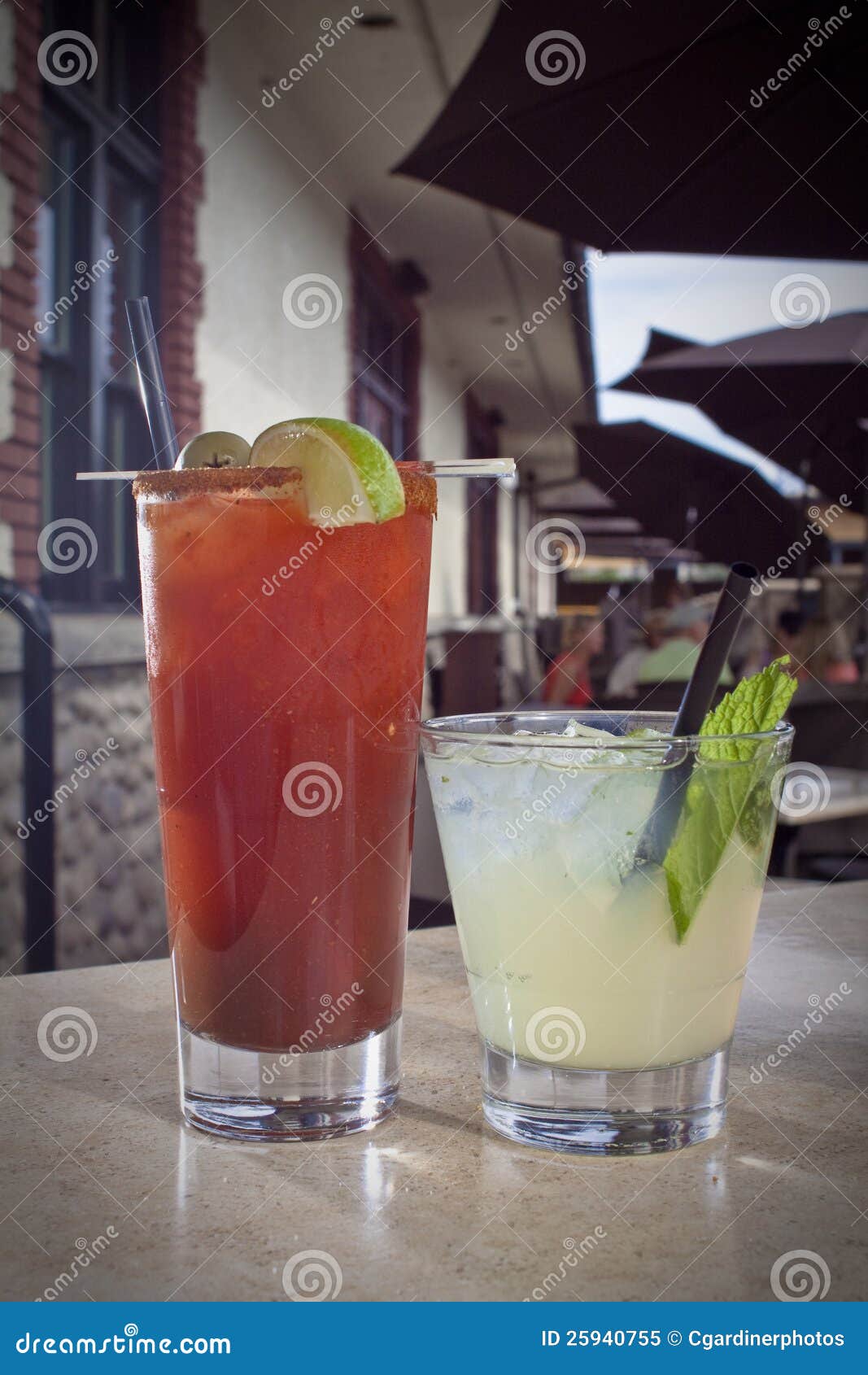 Two Cocktails on Restaurant Patio Stock Image - Image of patio, lime ...