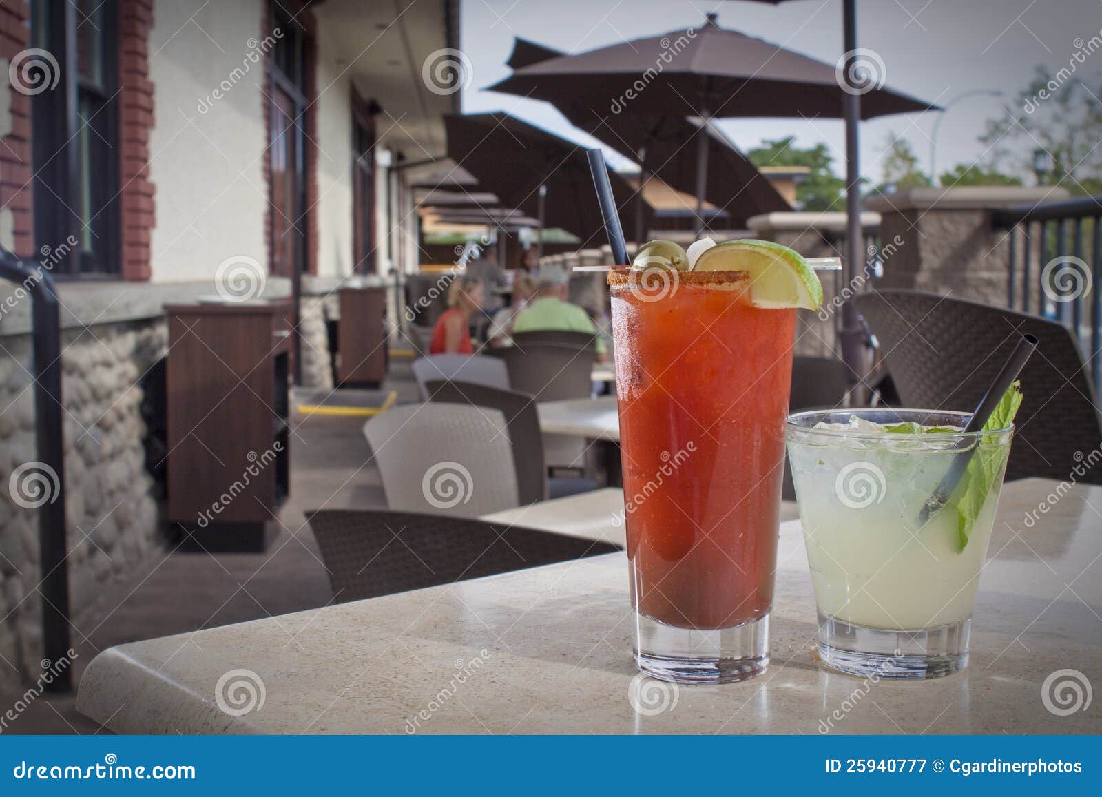 Two Cocktails on Restaurant Patio Stock Image - Image of mojito, spicy ...