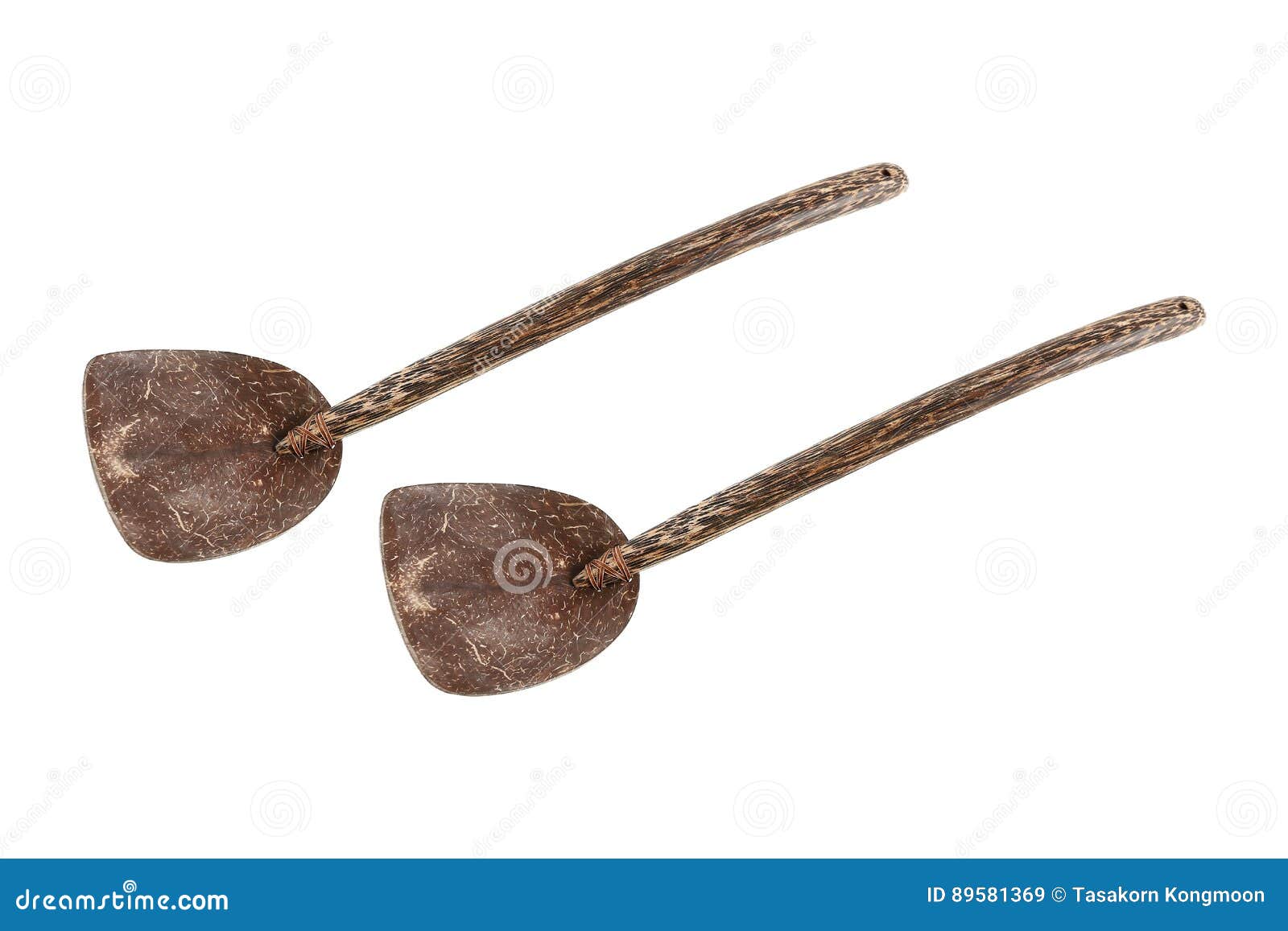 Two Coconut Shell Ladles Isolated on White Stock Image - Image of ...