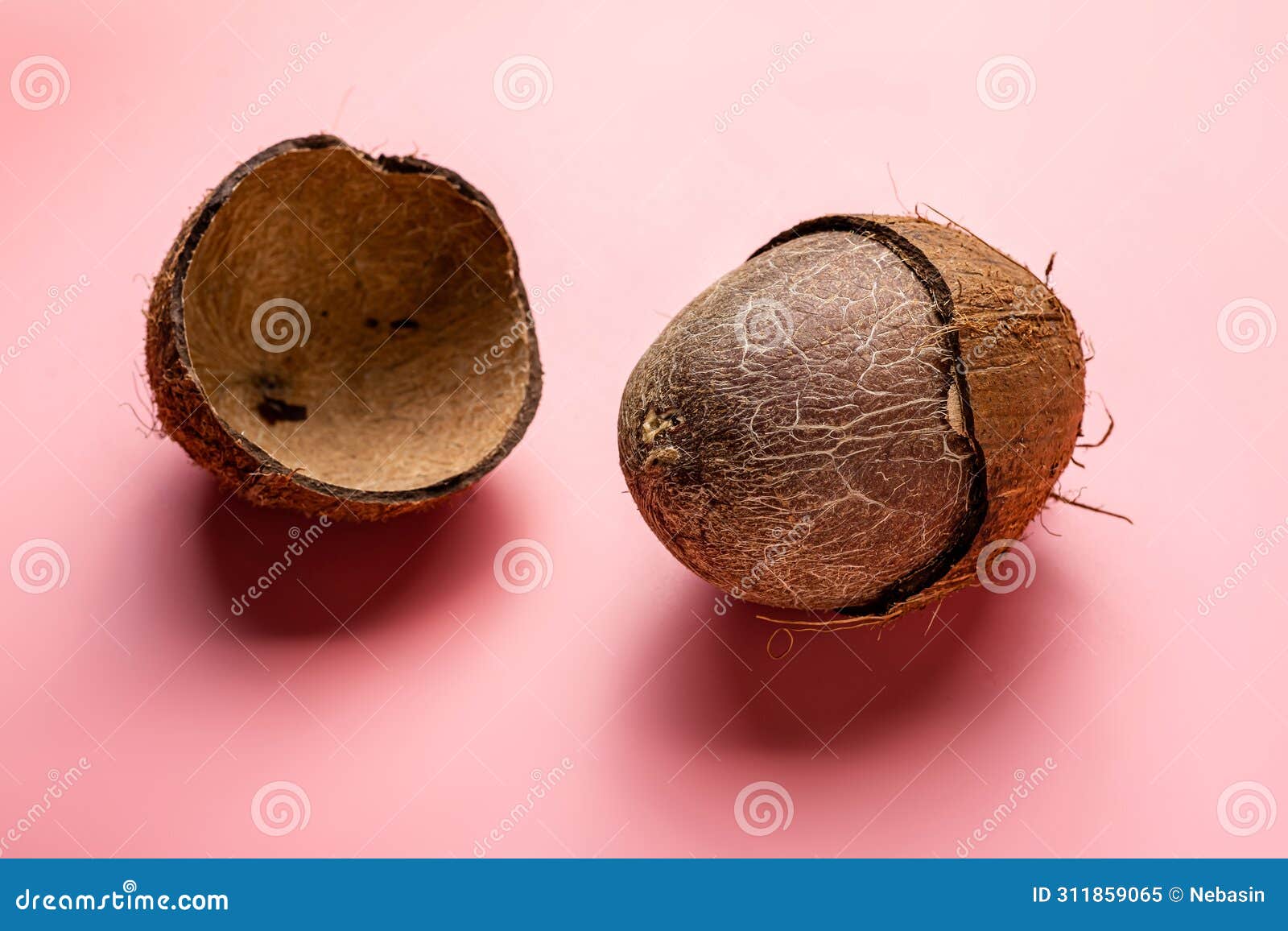 Two Coconuts are Shown, One of Which is Open Stock Image - Image of ...