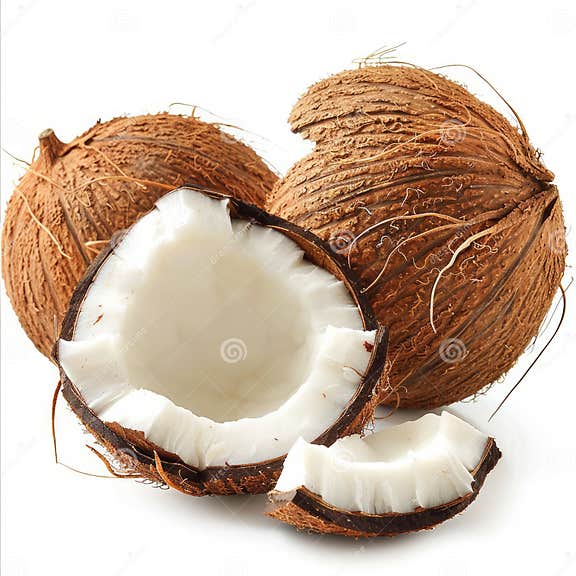 Two Coconuts Sitting Together Stock Photo - Image of round, refreshment ...