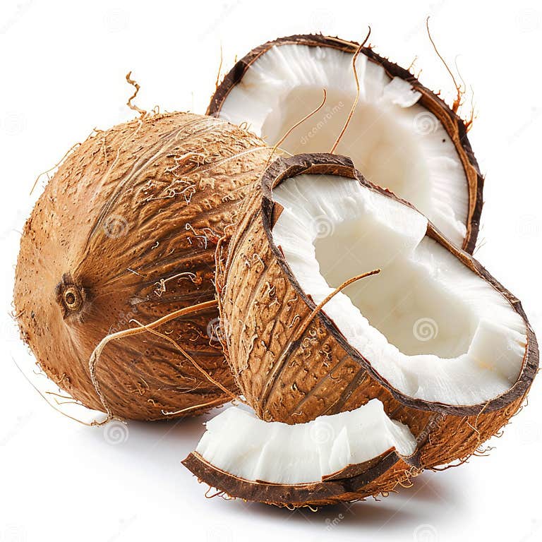 Two Coconuts Sitting Together Stock Image - Image of edible, ripe ...