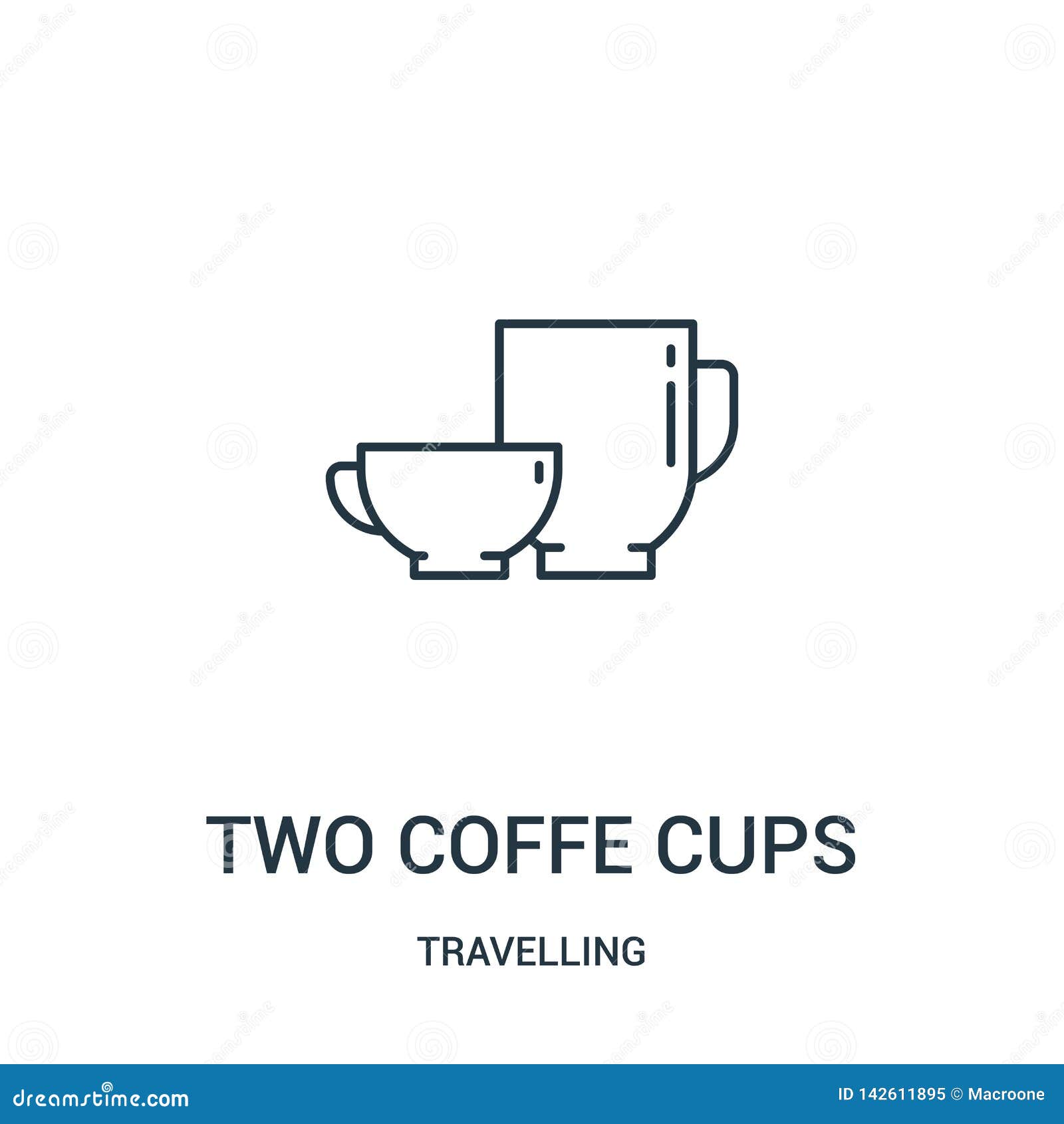 Two Coffe Cups Icon Vector from Travelling Collection. Thin Line Two ...