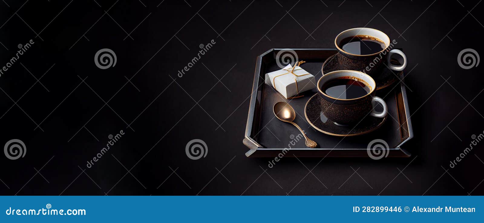 Two Coffee Cups, Coffee Break, Panoramic Layout. Stock Illustration ...