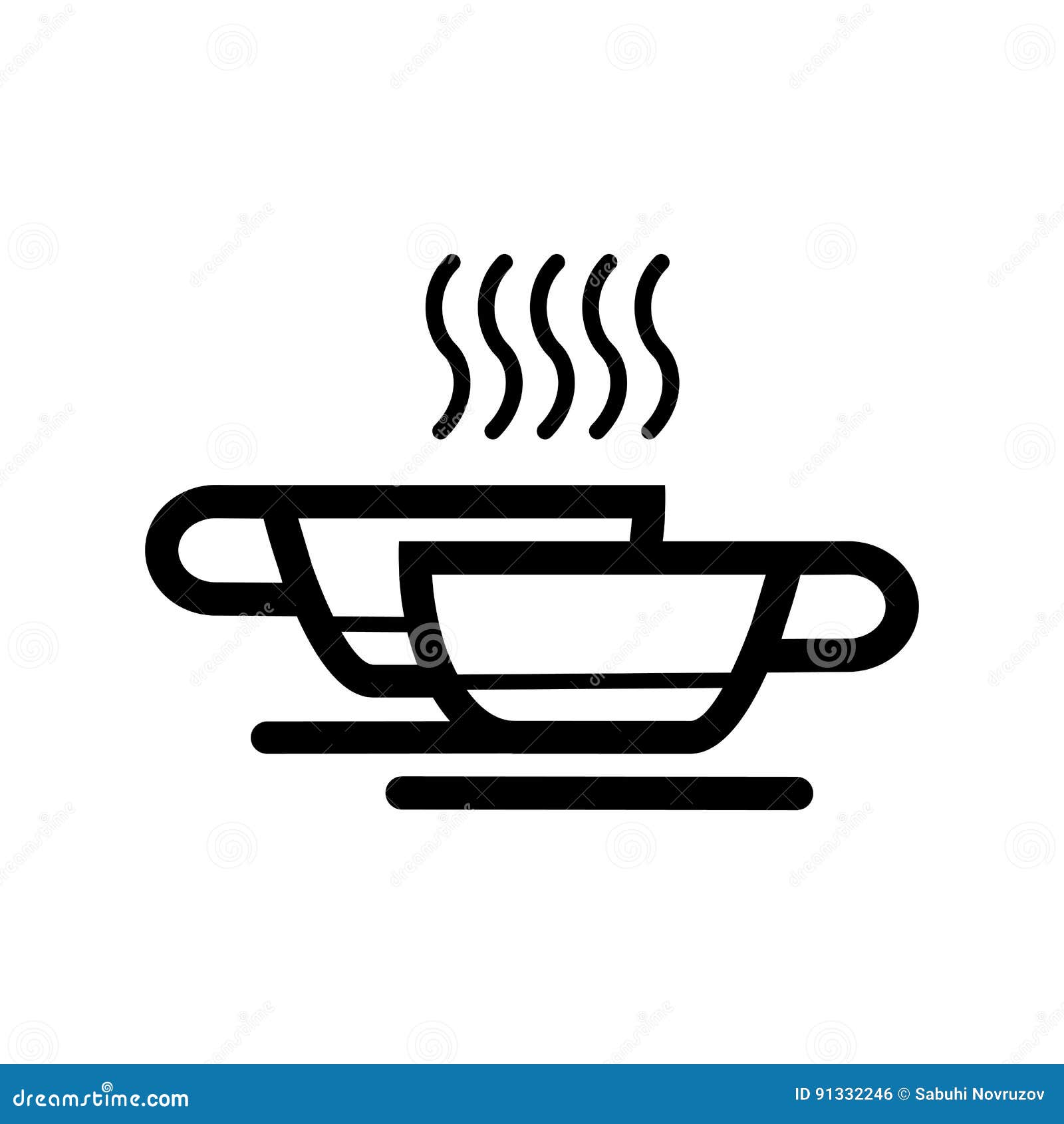 Two Coffee Cups with Hot Drink. Vector Icon Stock Vector - Illustration ...