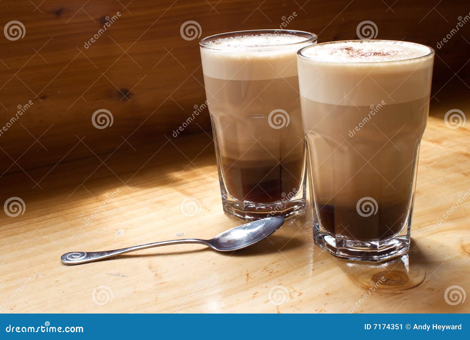 Two coffees and the spoon stock image. Image of bench - 7174351