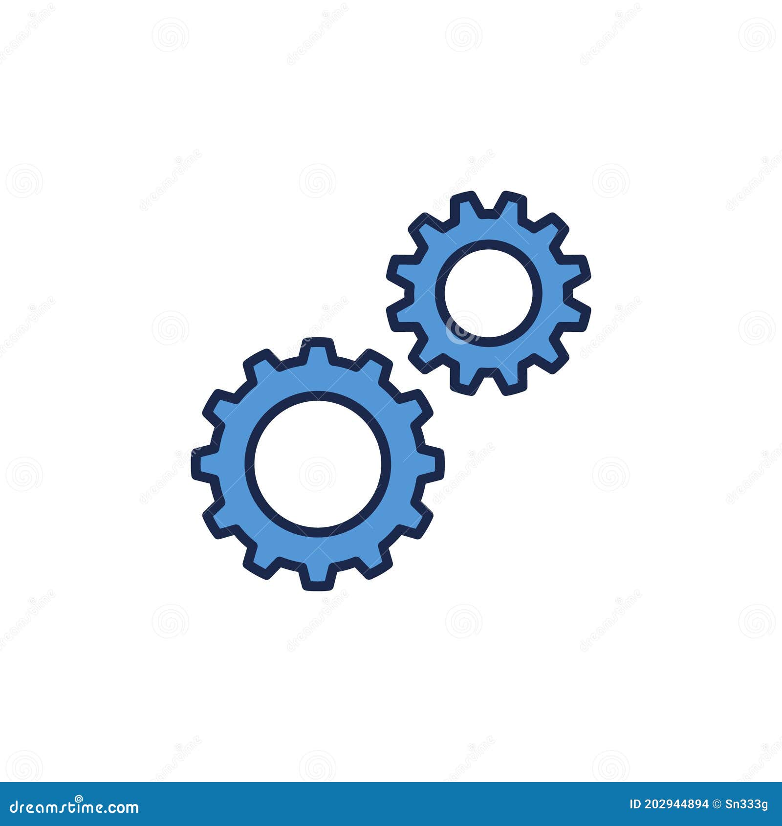 Two Cogs Icon. Settings Vector Concept Blue Symbol Stock Vector ...
