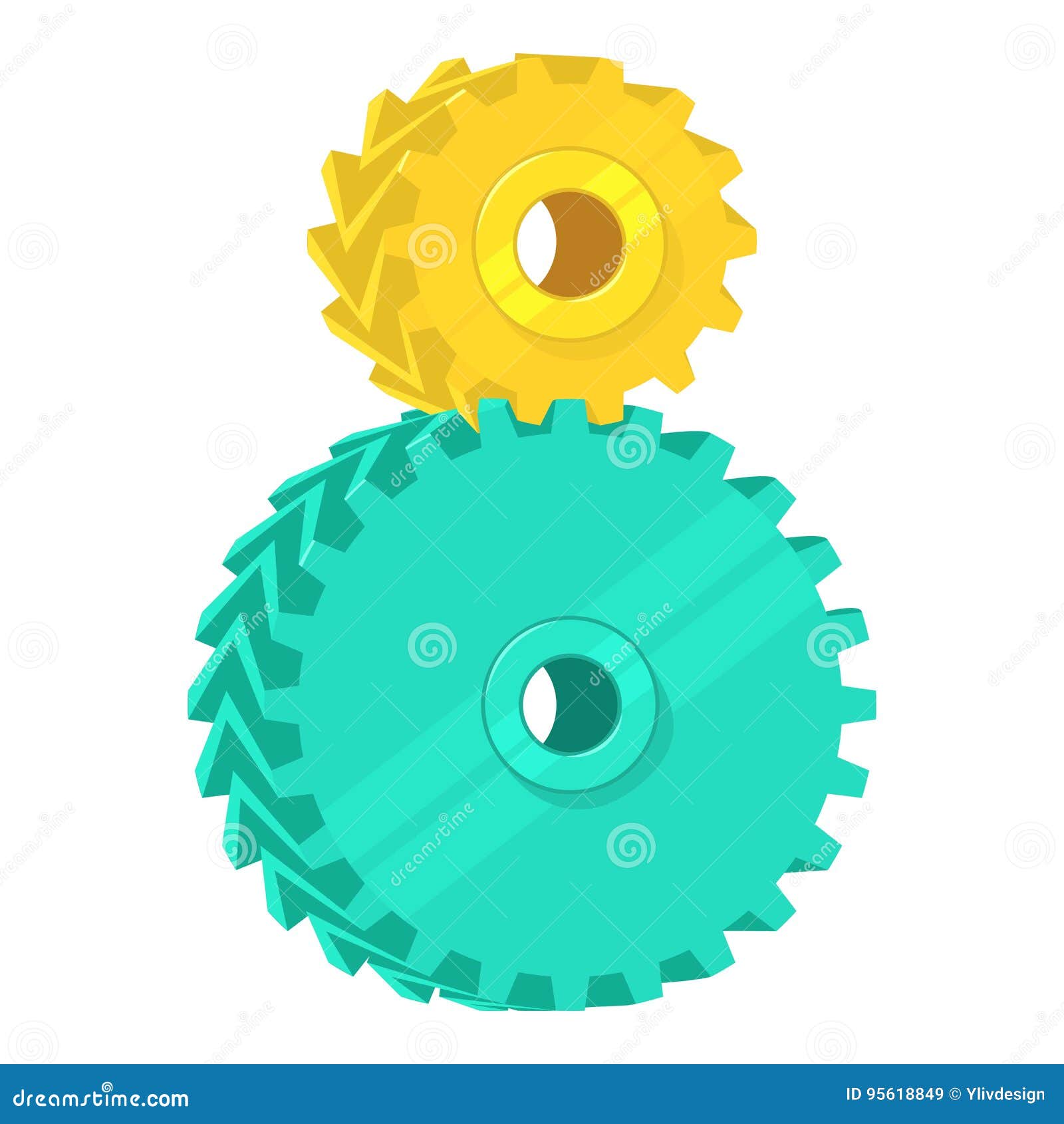 Two Cogs Icon, Cartoon Style Stock Vector - Illustration of machinery ...