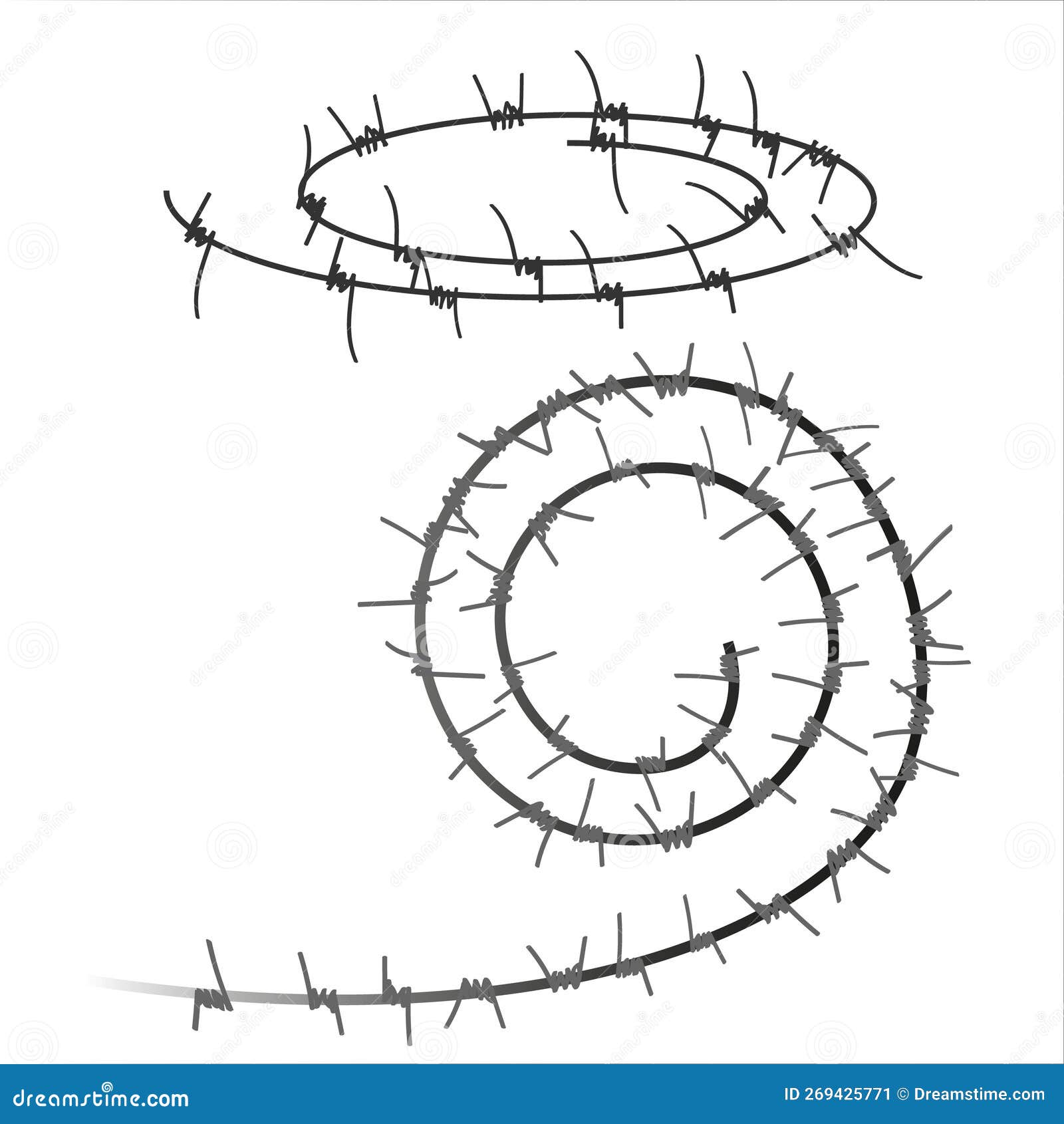Two coils of barbed wire stock vector. Illustration of design - 269425771