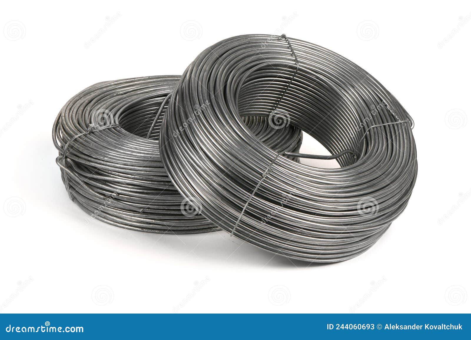 Two Coils of Galvanized Wires Lying on White Background Stock Image ...