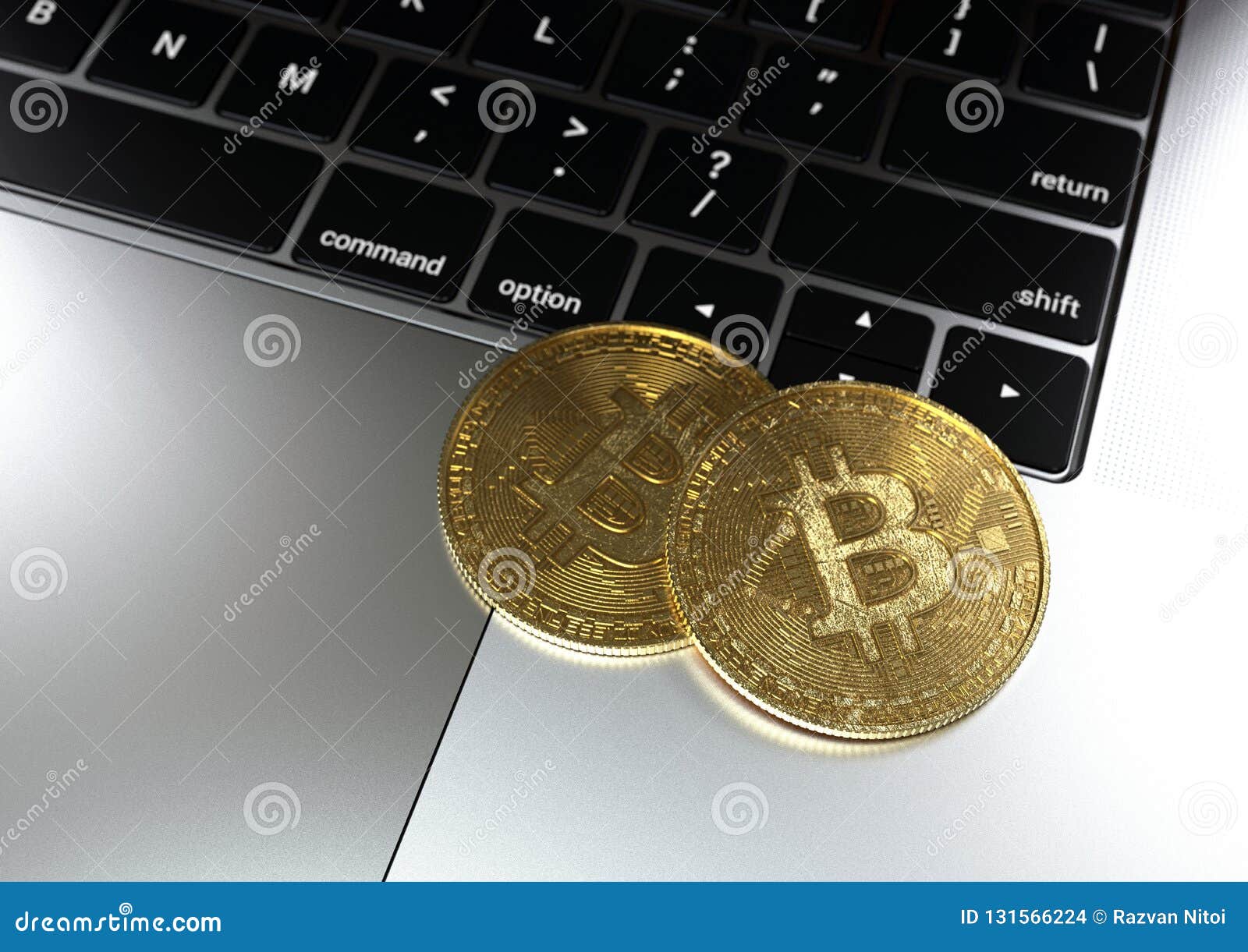 Gold Bitcoin Cryptocurrency on Laptop Keyboard Stock Photo - Image of ...