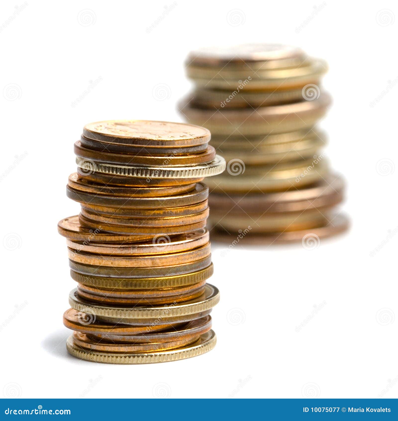 Two coins stacks stock image. Image of banking, earn - 10075077