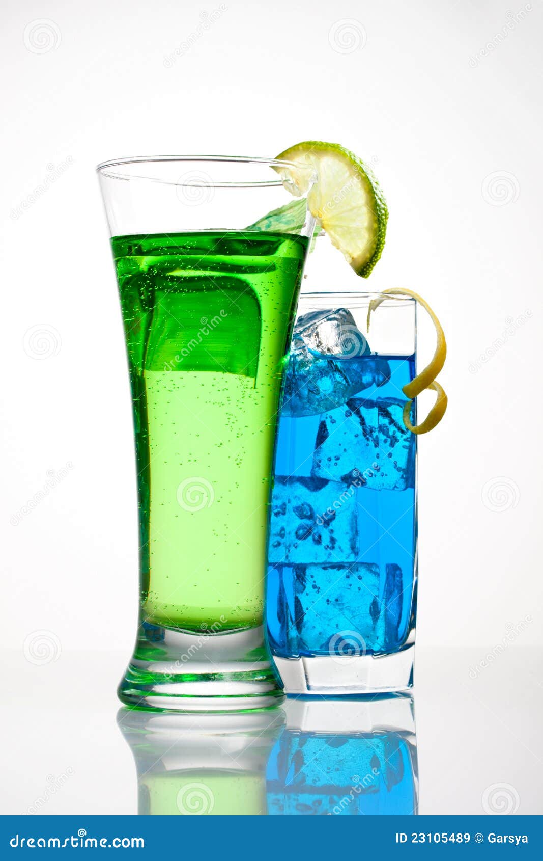 Two cold cocktails stock image. Image of curacao, summer - 23105489
