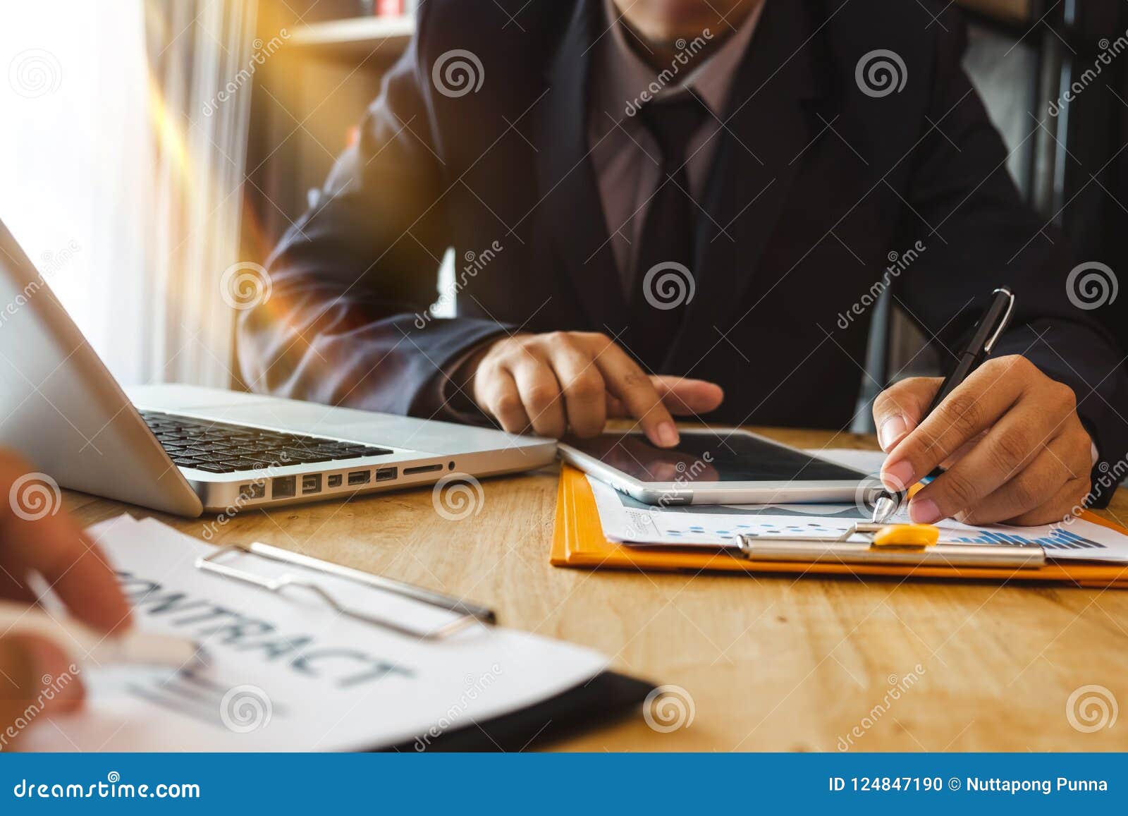 Two Colleagues Discussing Data Working in the Office Stock Photo ...