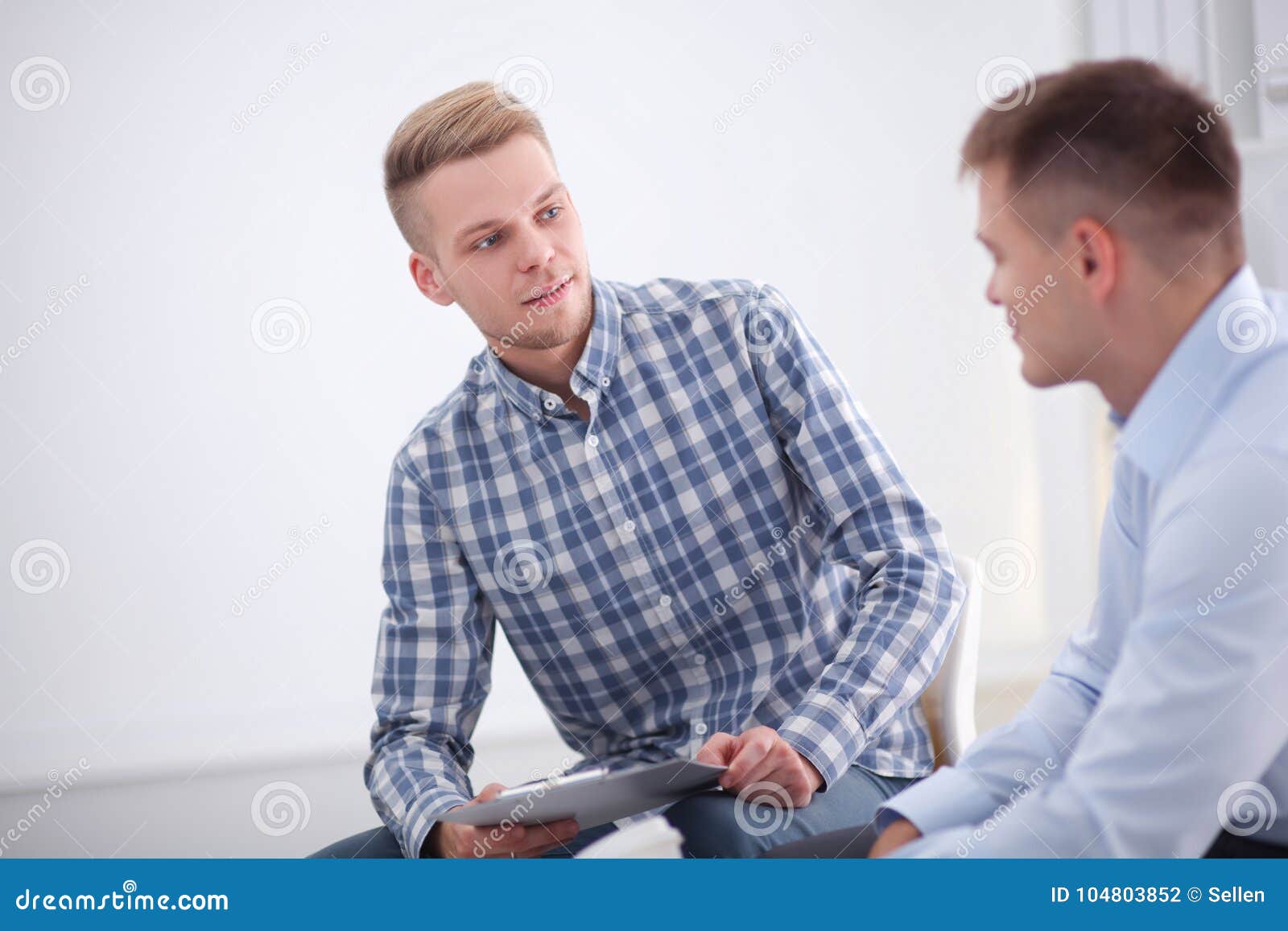 Two Colleagues Discussing Together about a Project or a Collaboration ...