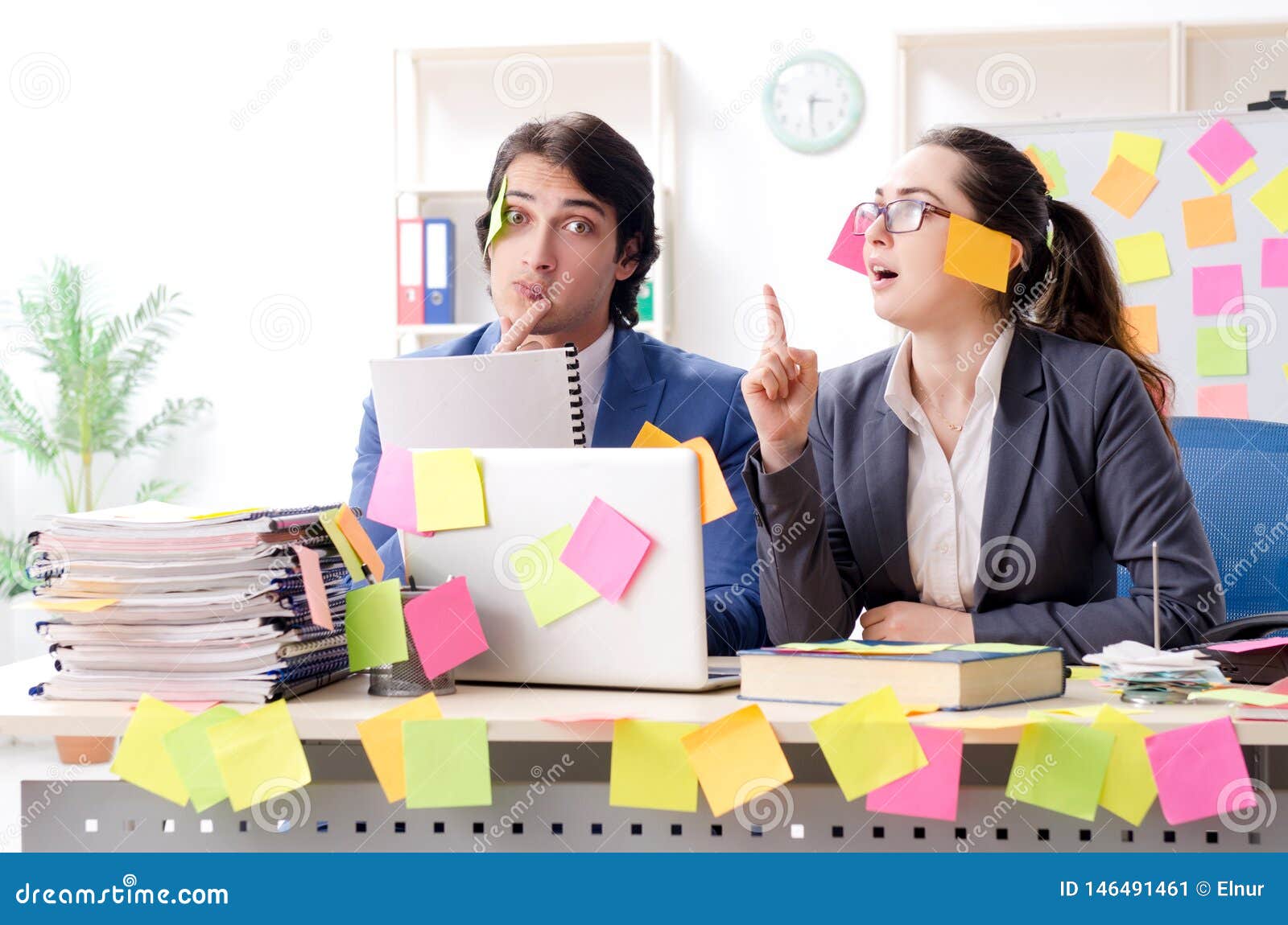 The Two Colleagues Employees Working in the Office Stock Image - Image ...