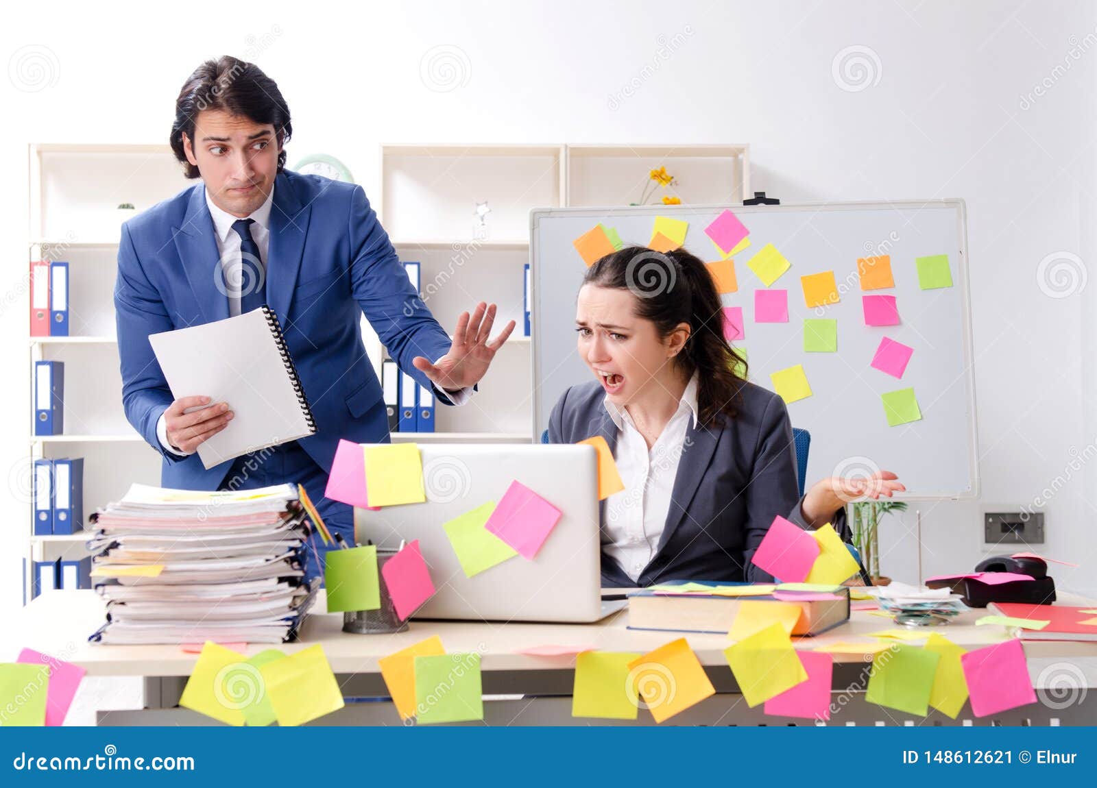 Two Colleagues Employees Working in the Office Stock Image - Image of ...