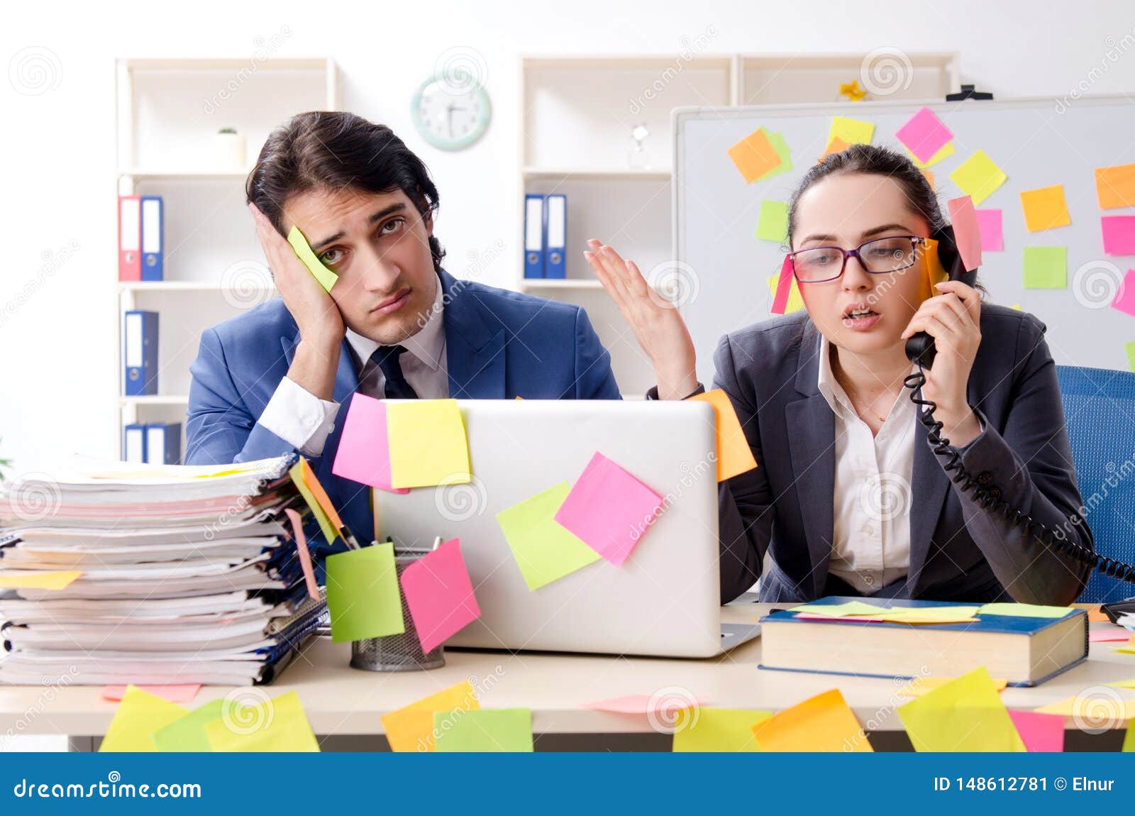 Two Colleagues Employees Working in the Office Stock Image - Image of ...