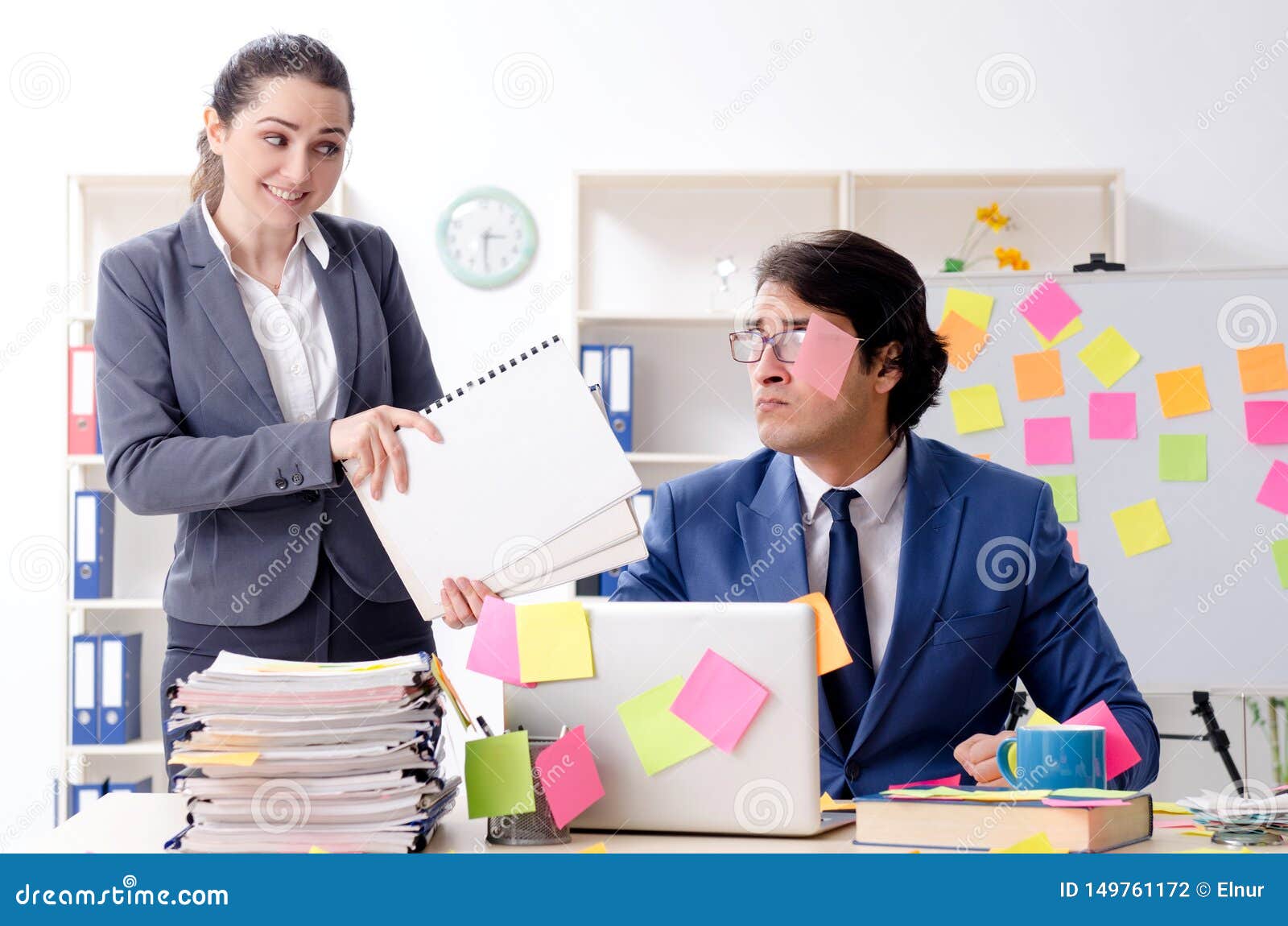 Two Colleagues Employees Working in the Office Stock Photo - Image of ...