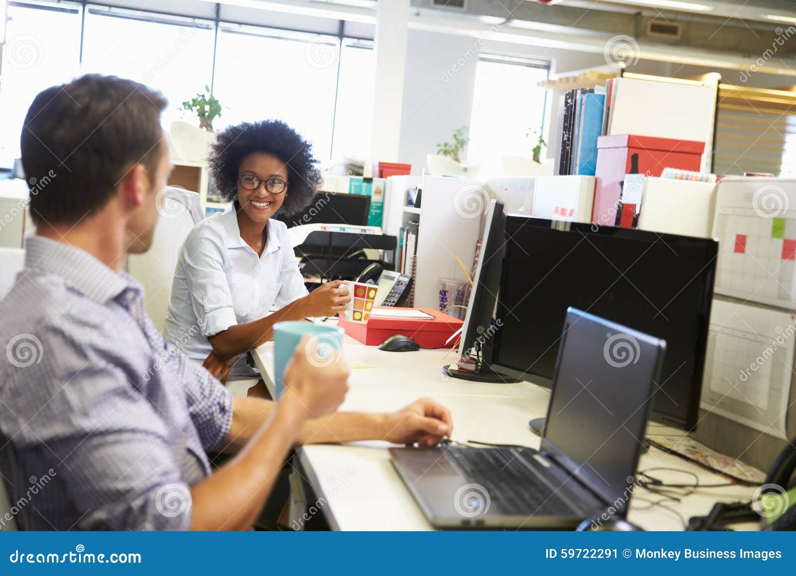 Two Colleagues Having a Coffee Break at Work Stock Image - Image of ...