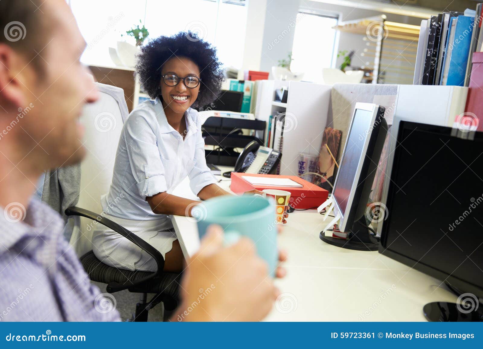 Two Colleagues Having a Coffee Break at Work Stock Image - Image of ...