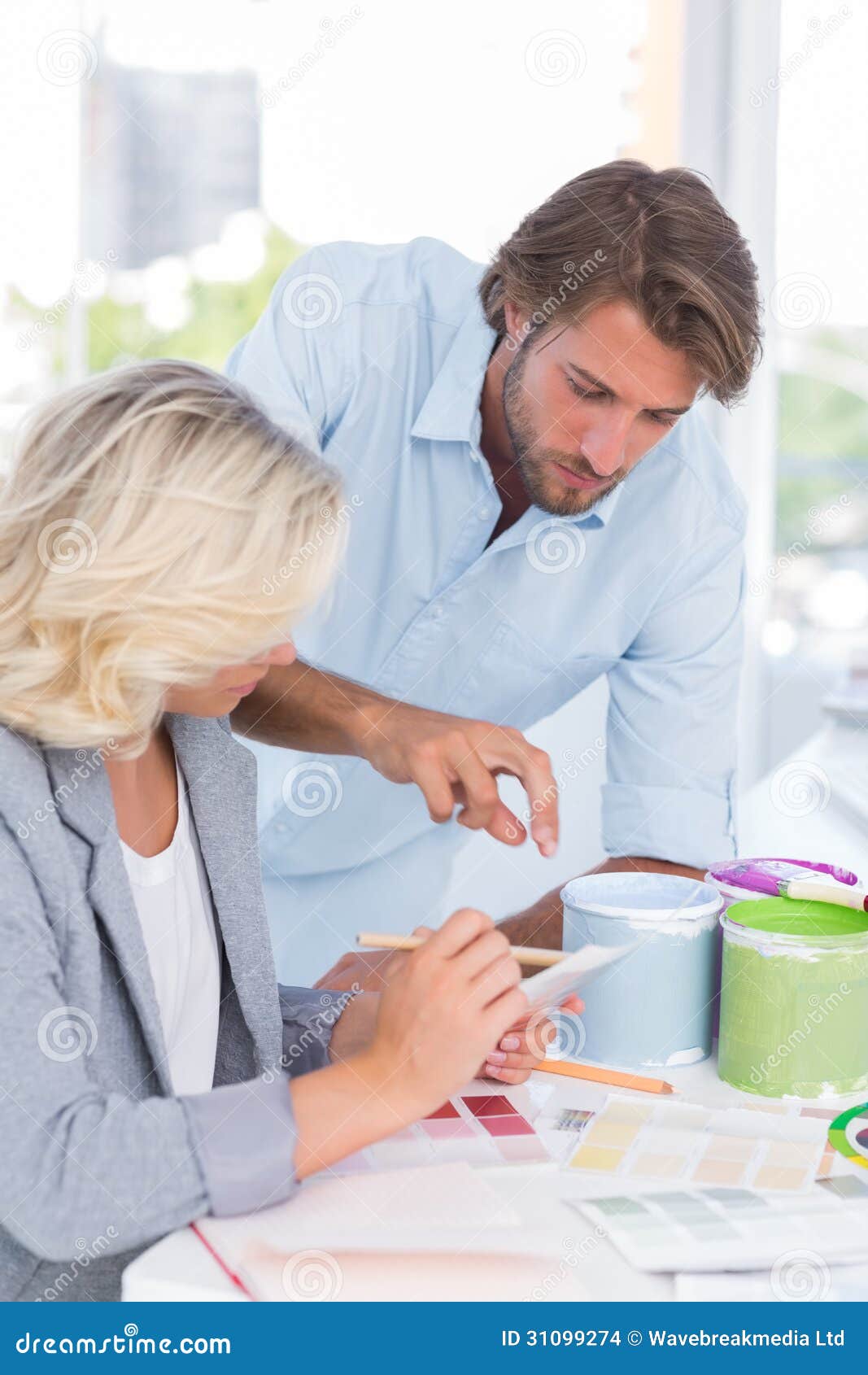 Two Colleagues of Interior Design Working Together Stock Photo - Image ...