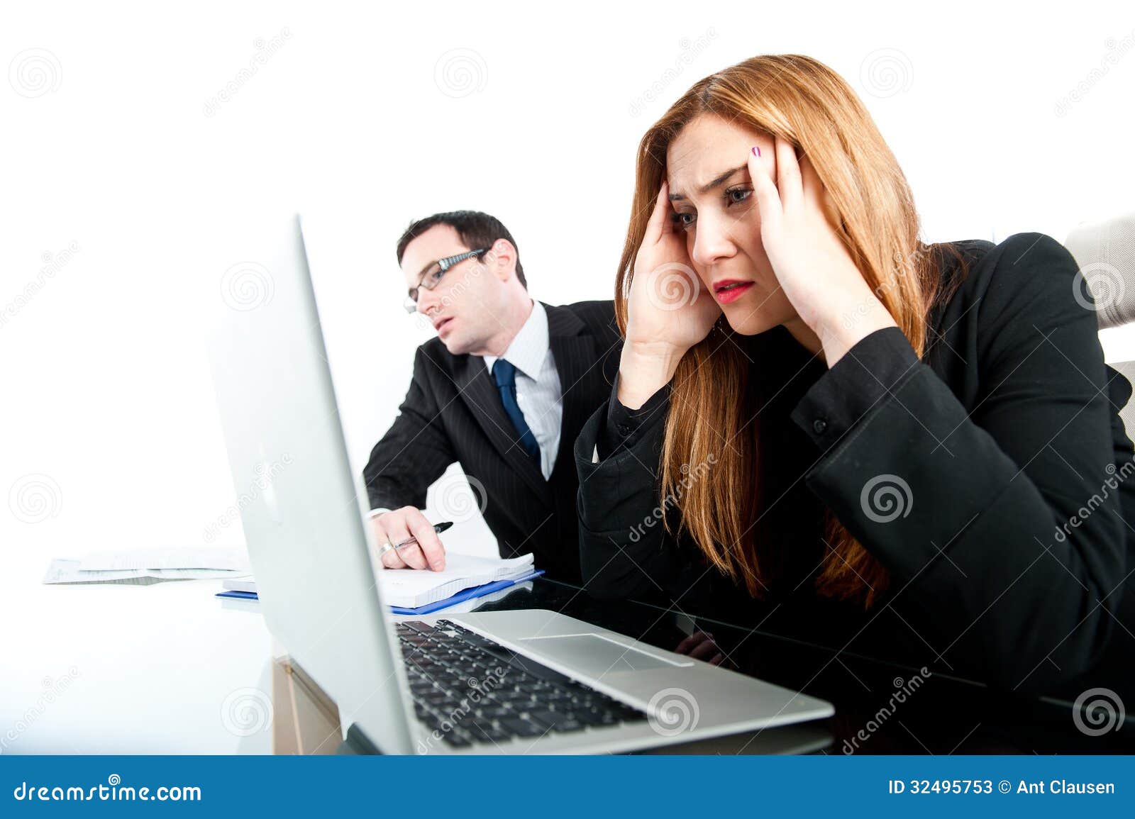 Two Colleagues Looking Stressed Whilst at Work Stock Image - Image of ...