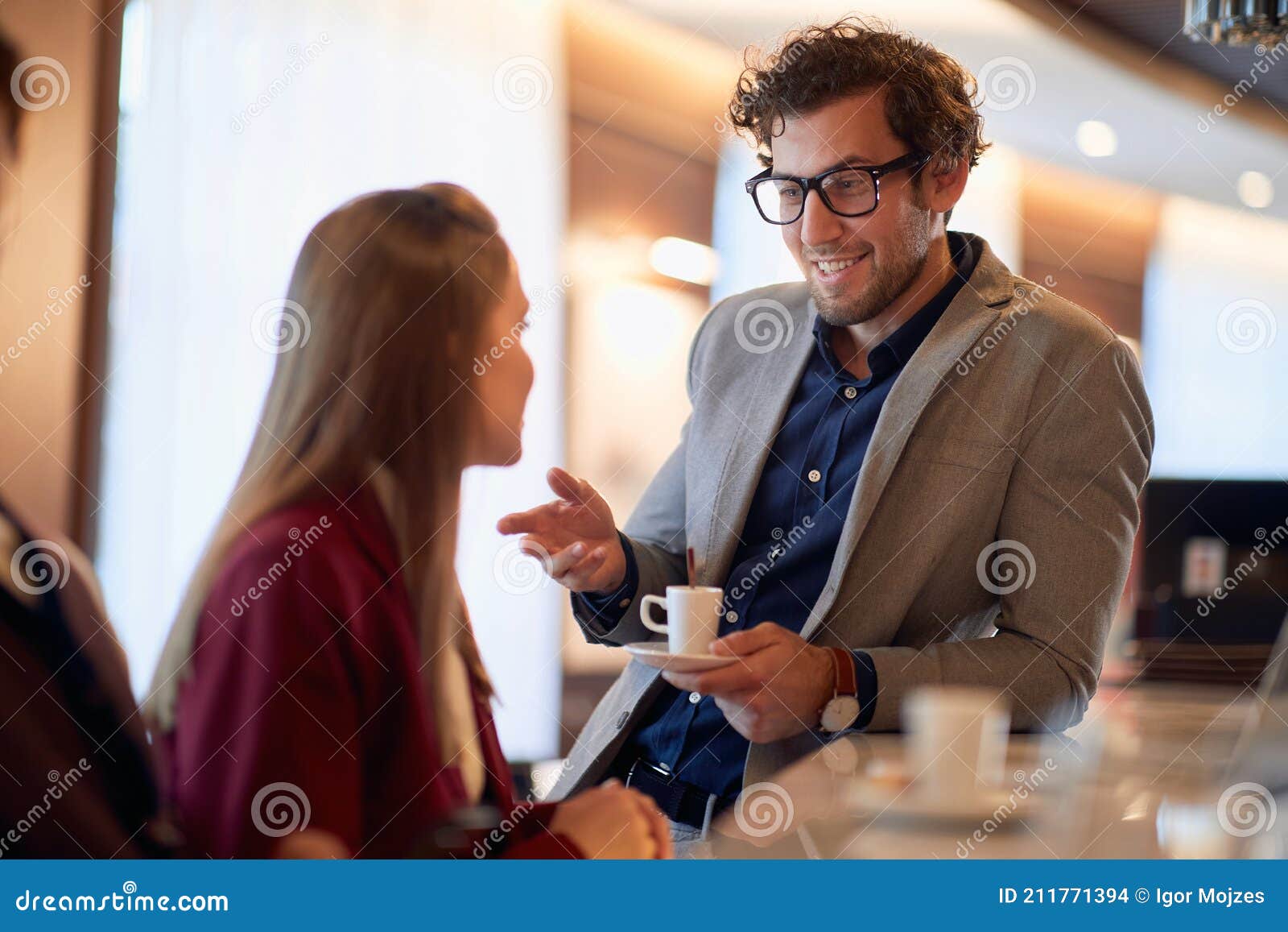 Two Colleagues Socializing on a Coffee Break Stock Photo - Image of ...