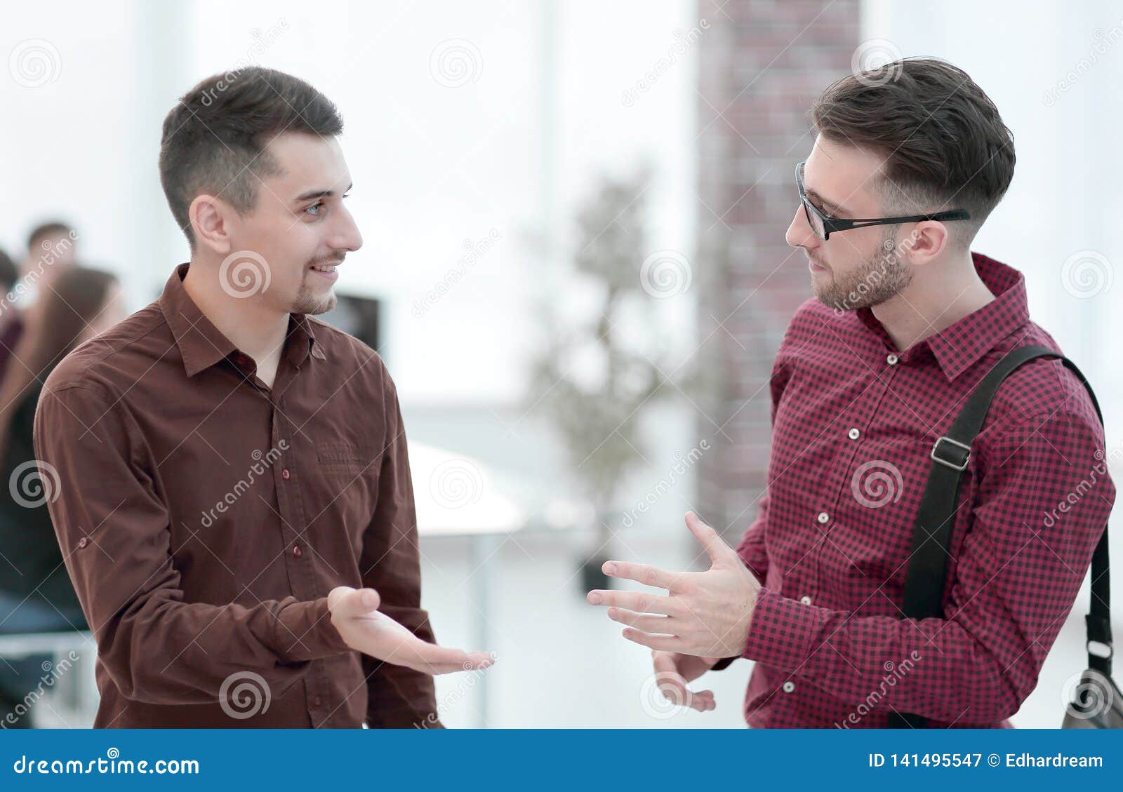 Two Colleagues Talking in Office Stock Image - Image of manager, idea ...