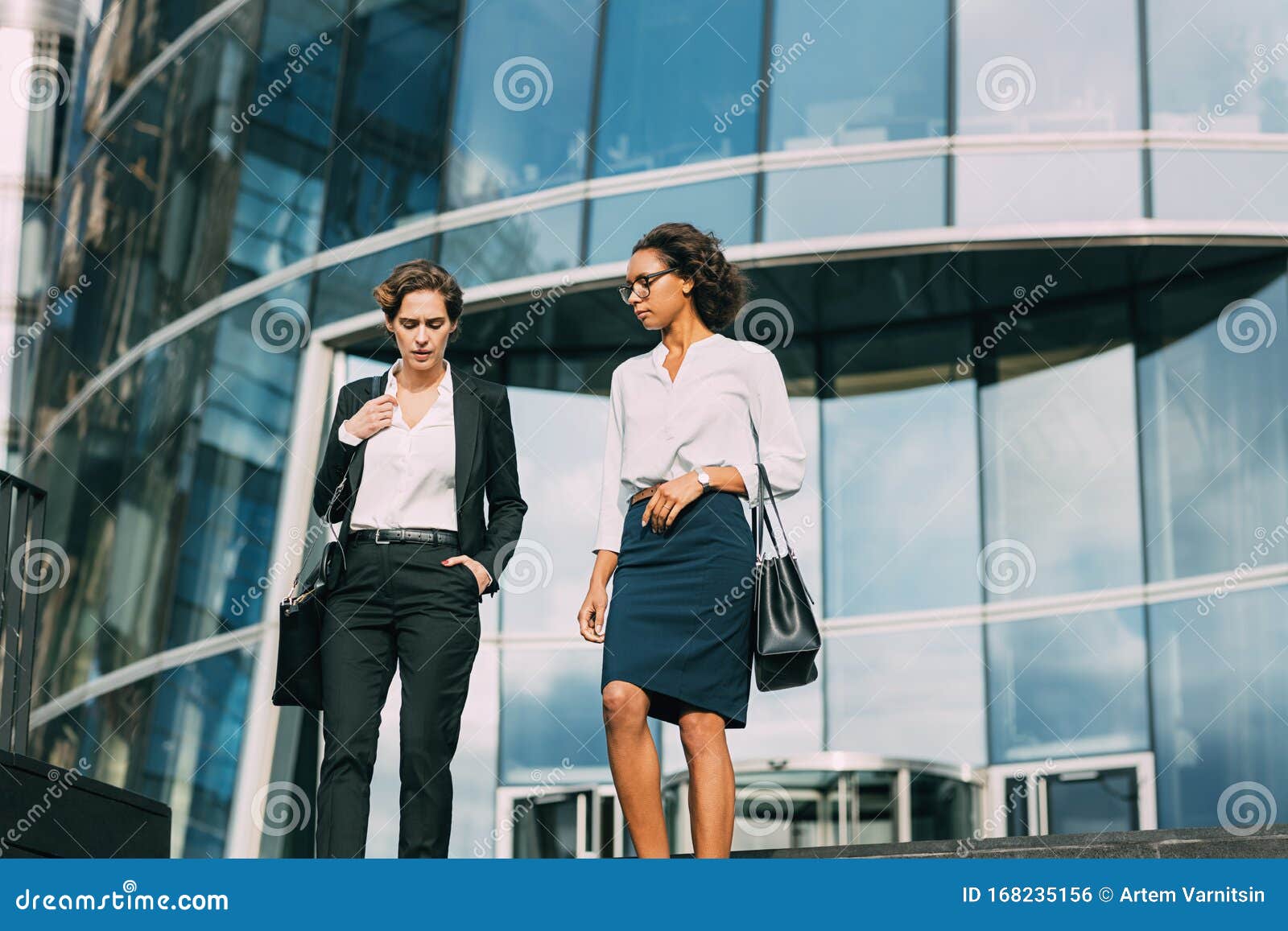 Two Colleagues Walking Down the Steps Stock Photo - Image of city, real ...