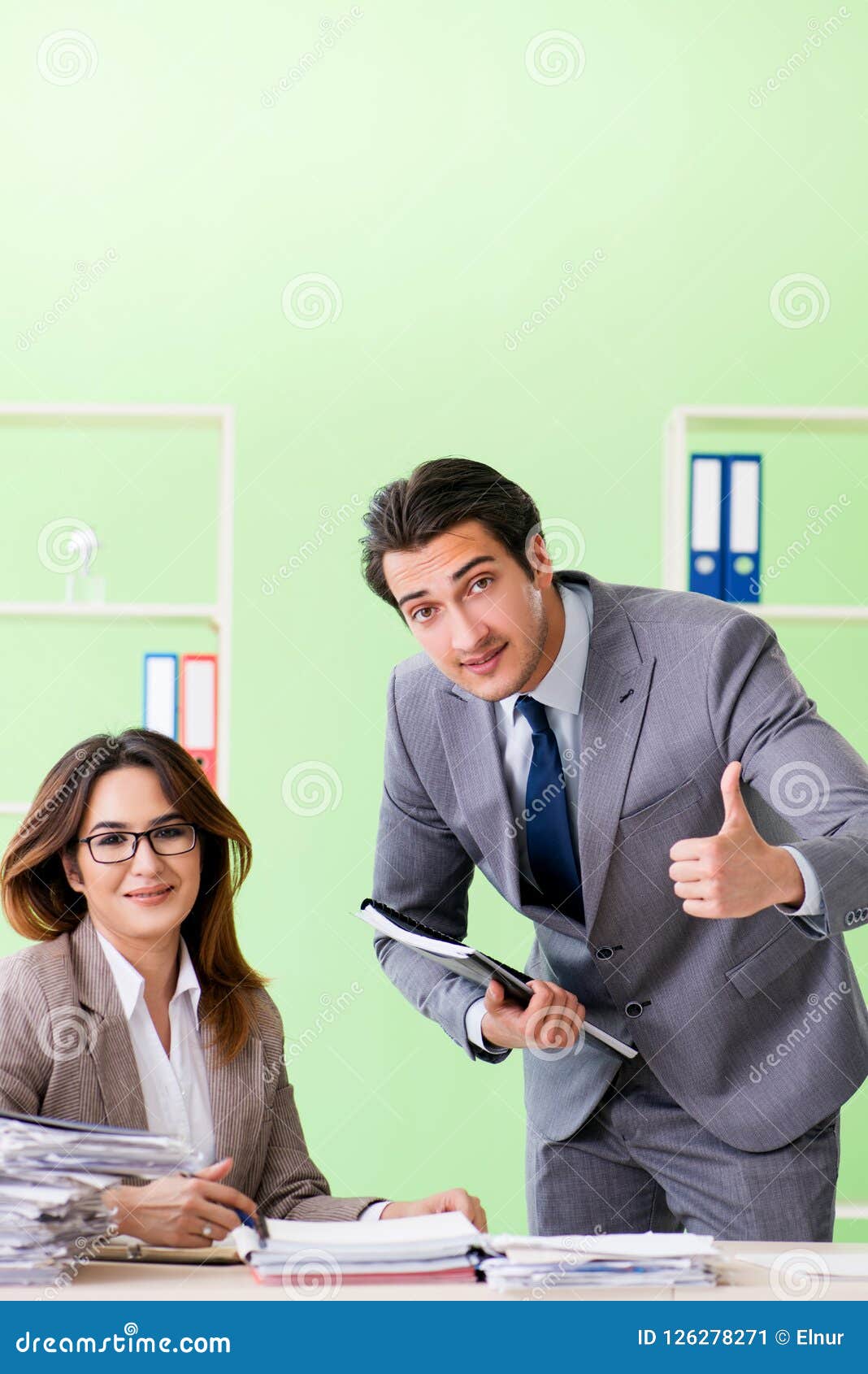 The Two Colleagues Working in the Office Stock Image - Image of meeting ...