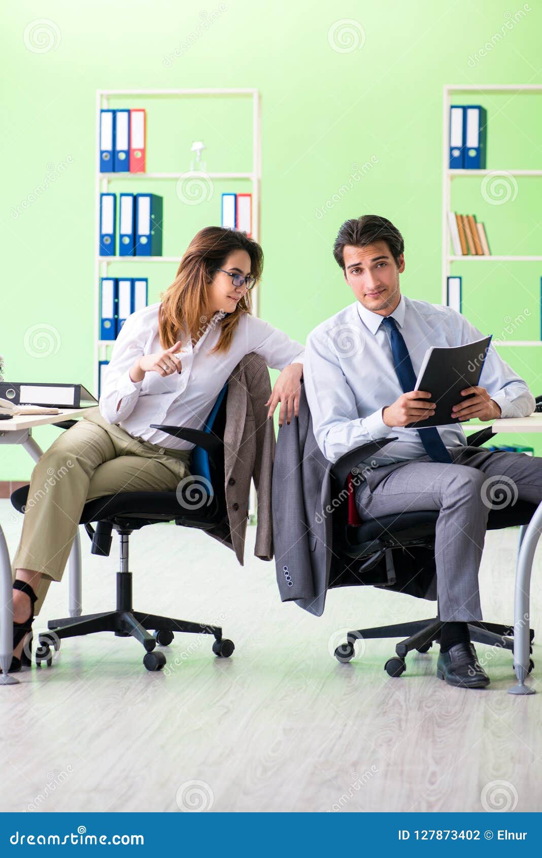 The Two Colleagues Working in the Office Stock Photo - Image of ...