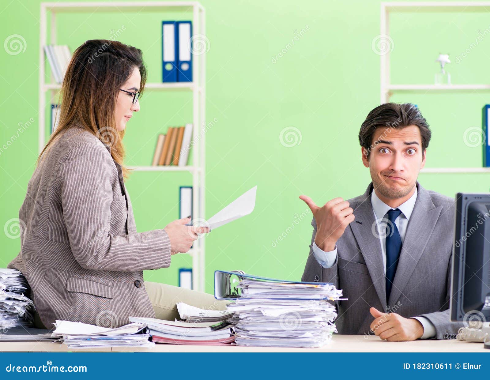 Two Colleagues Working in the Office Stock Image - Image of pair ...