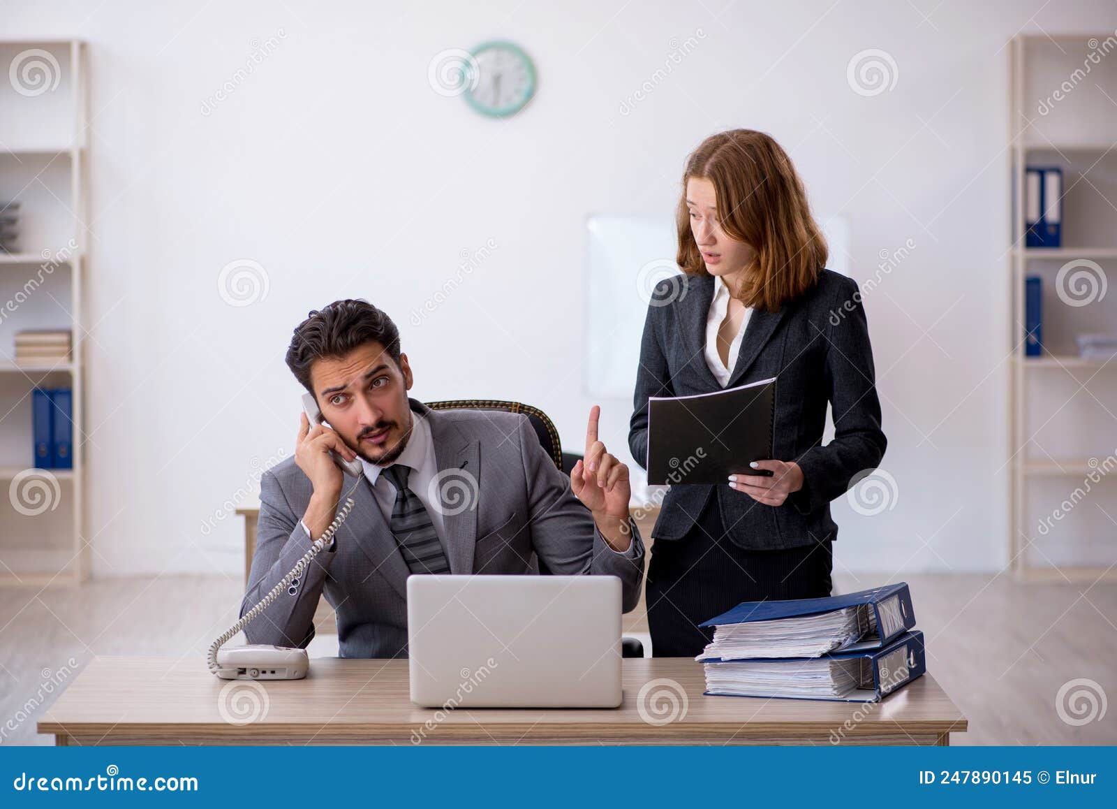 Two Colleagues Working in the Office Stock Image - Image of cautioning ...