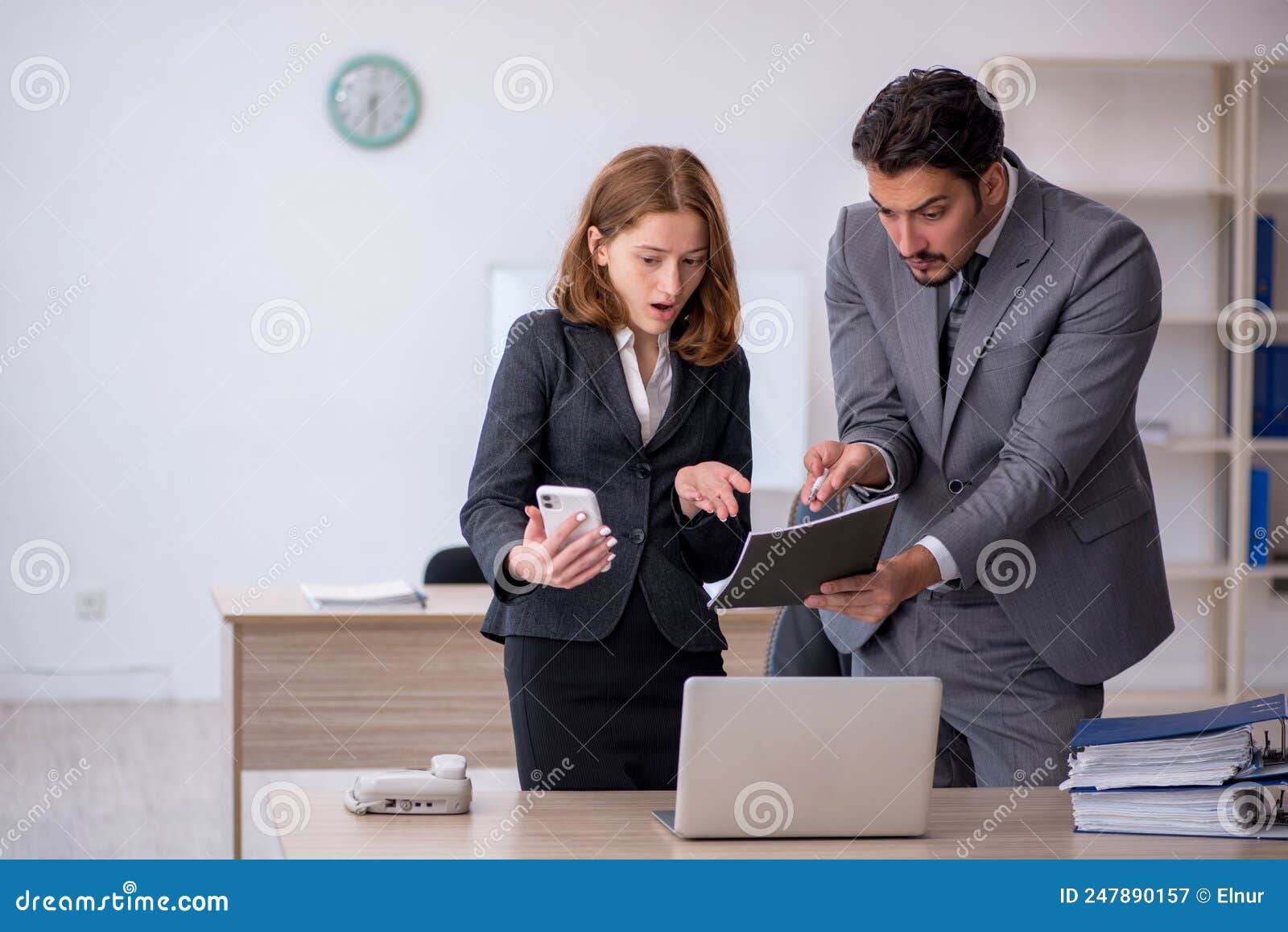 Two Colleagues Working in the Office Stock Image - Image of agreement ...