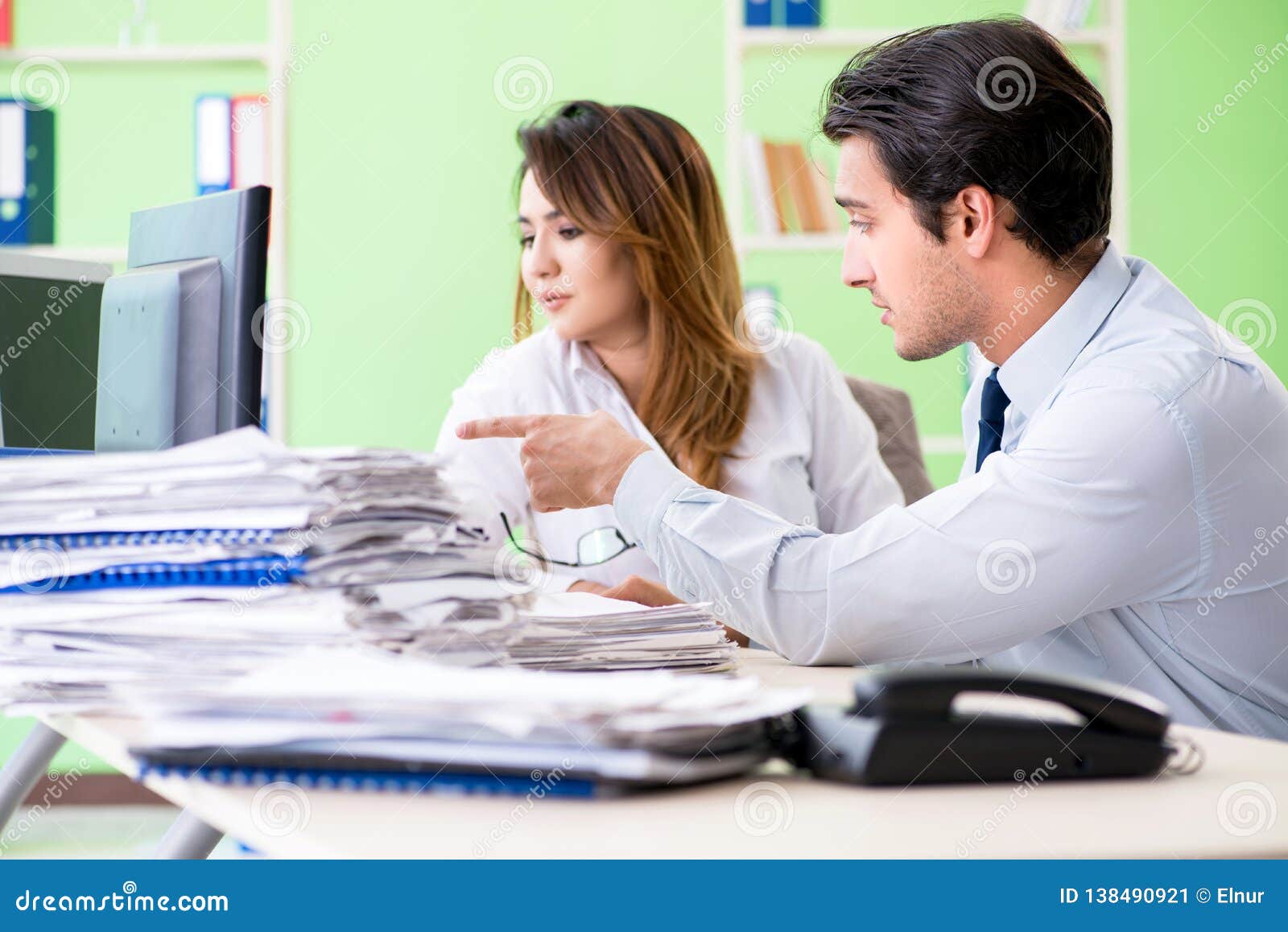 The Two Colleagues Working in the Office Stock Image - Image of ...