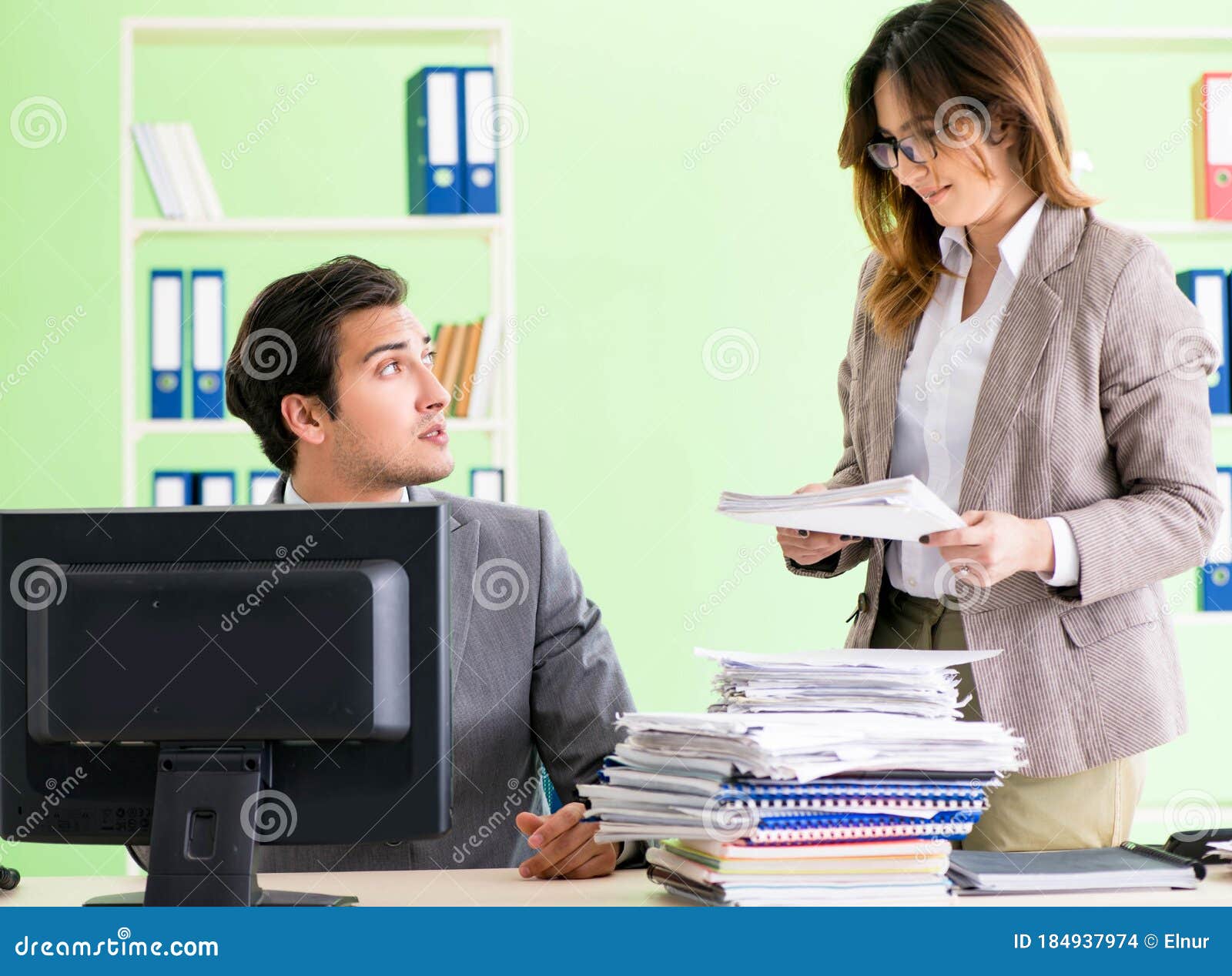 Two Colleagues Working in the Office Stock Photo - Image of joint ...
