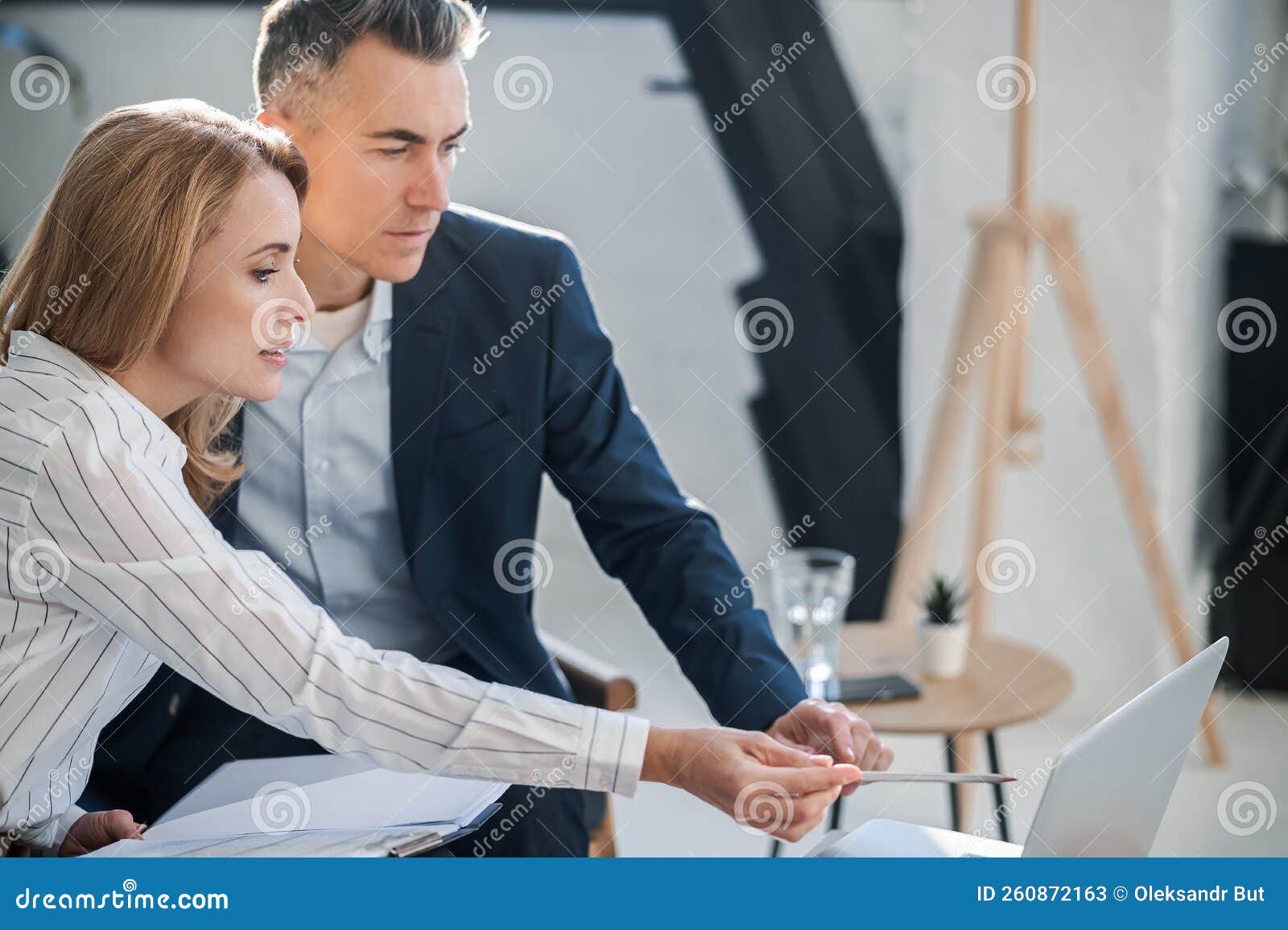 Two Colleagues Working on the Project Together Stock Image - Image of ...