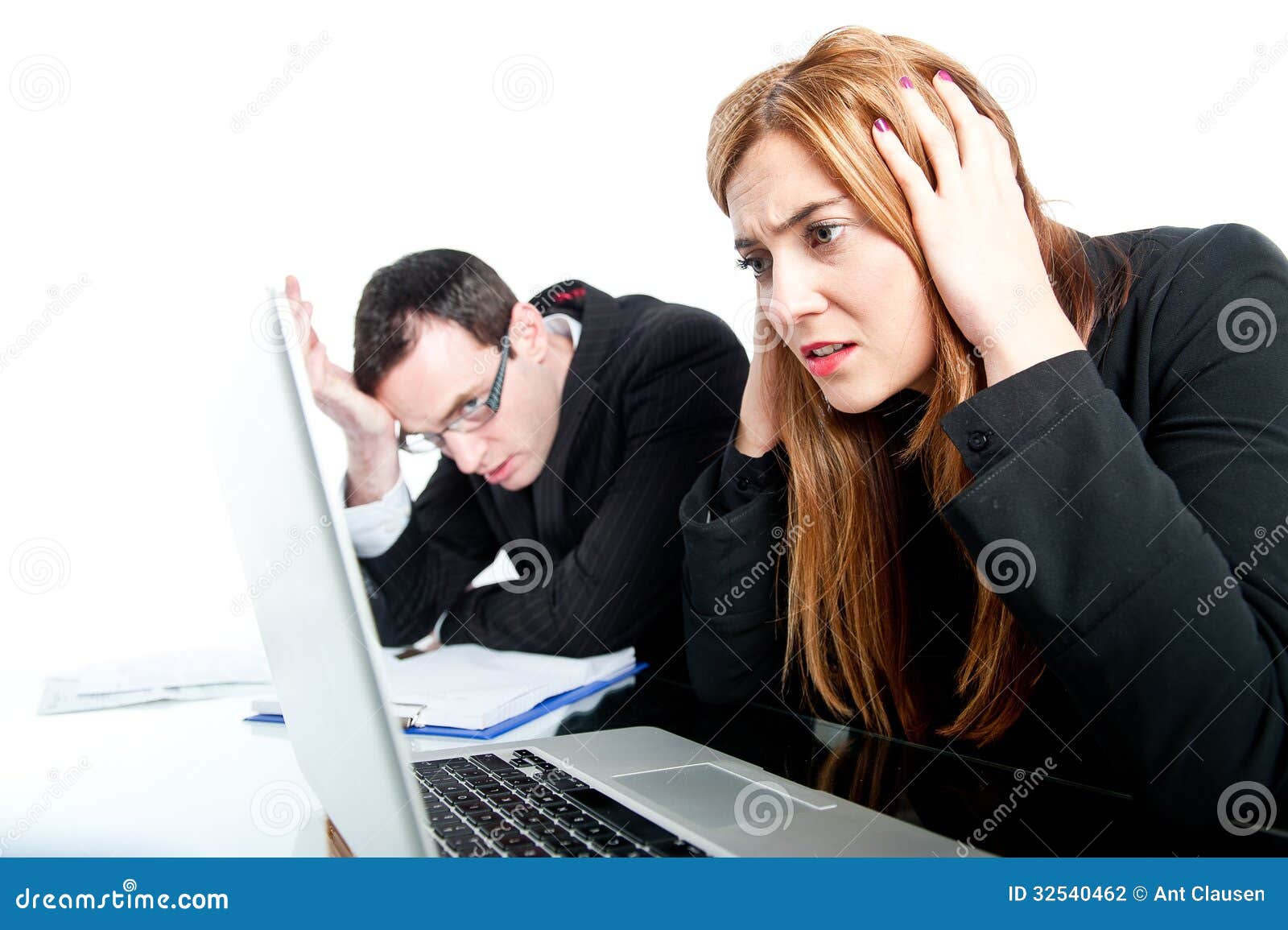 Two Colleagues Working Together and Getting Stressed Stock Photo ...