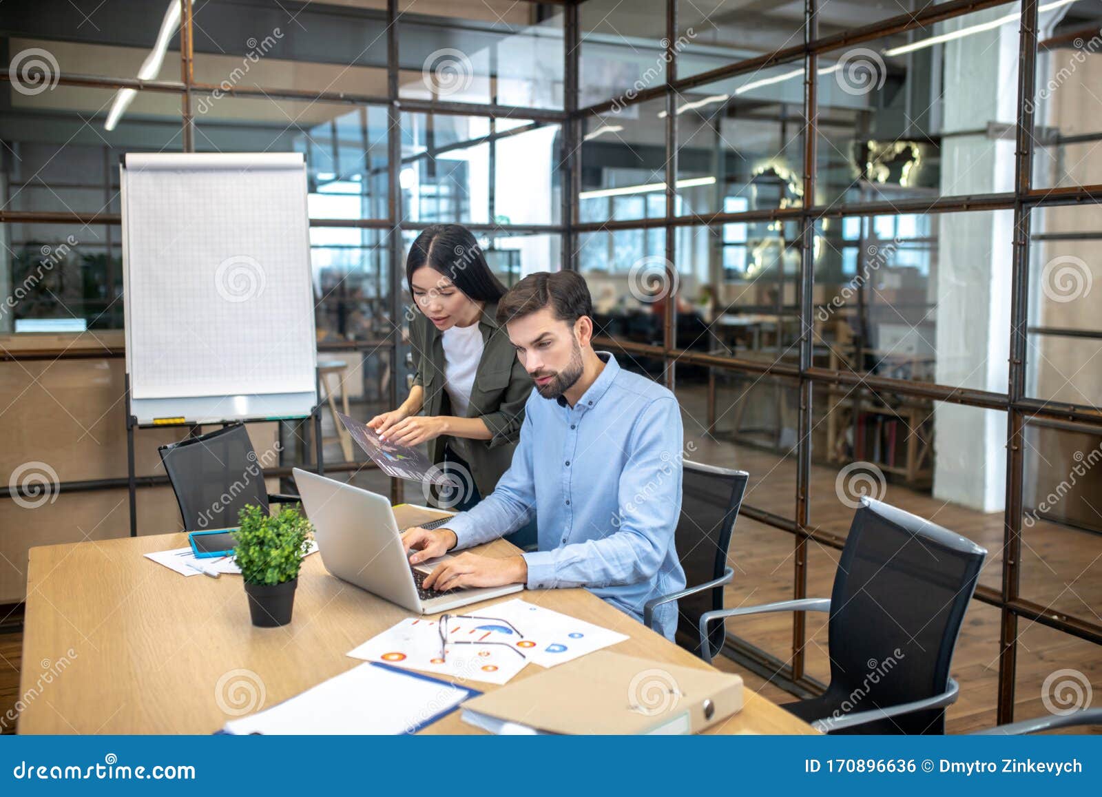 Two Colleagues Working Together and Looking Busy Stock Photo - Image of ...