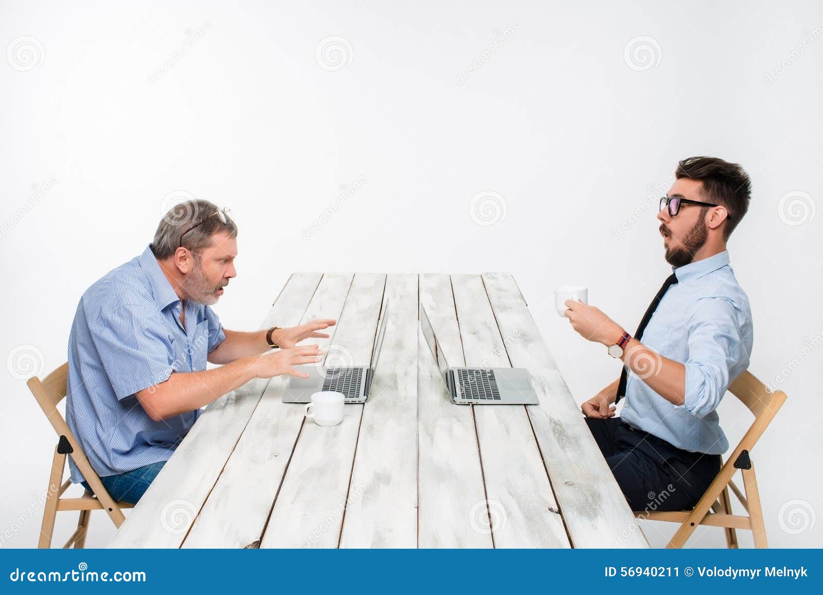 The Two Colleagues Working Together at Office on White Background Stock ...